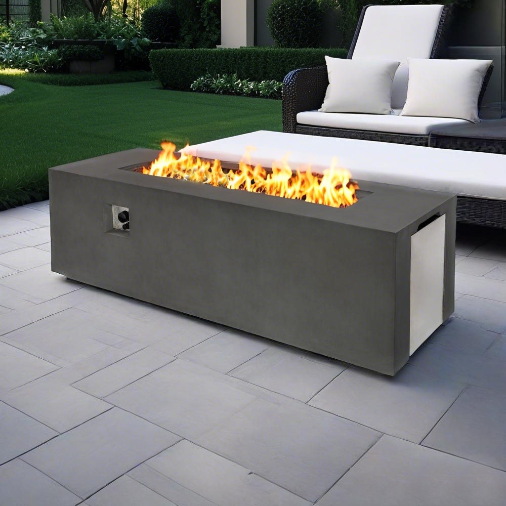 Brayden Studio® Barnabe 23.6" H x 70" W Rectangular Concrete Fire Pit ...