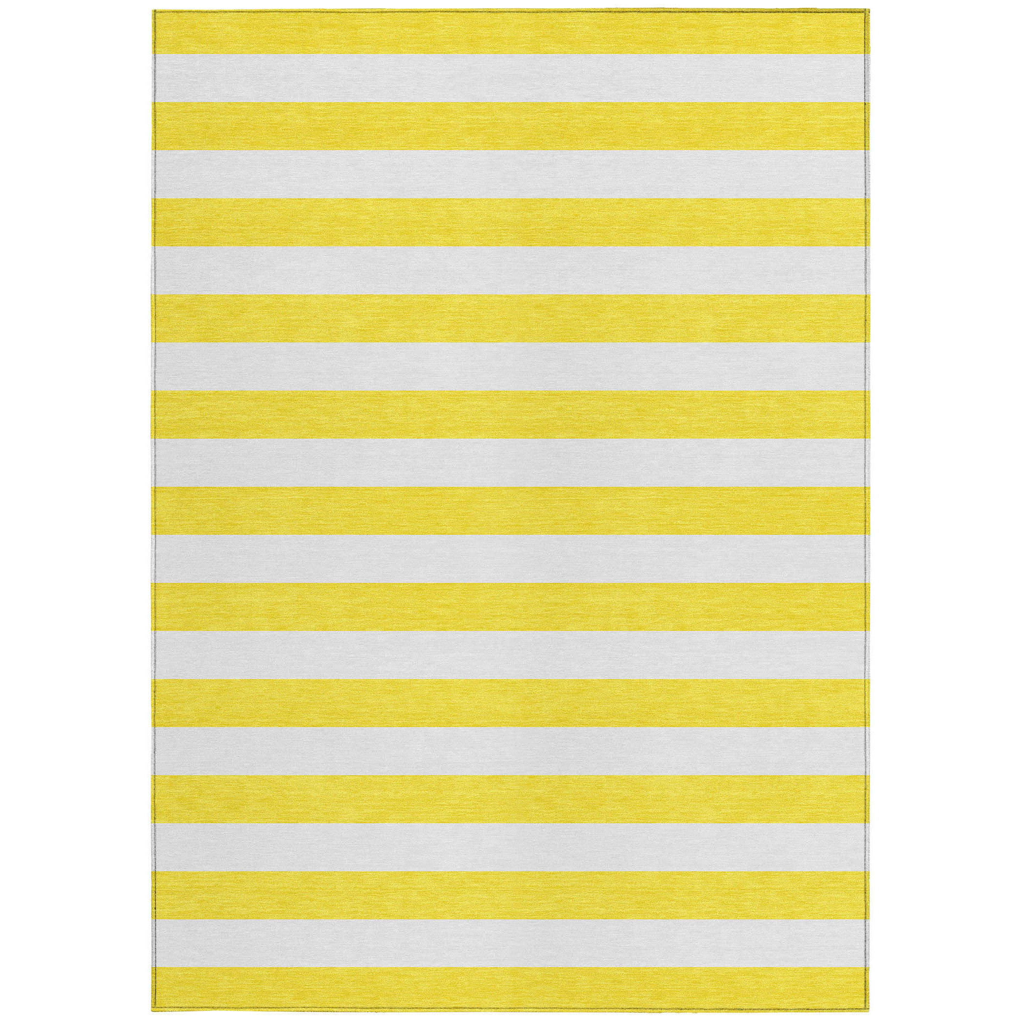 HomeRoots 8' X 10' Yellow and White Striped Washable Indoor Outdoor ...