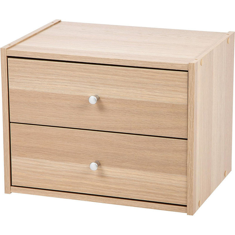 Union Rustic Modular Wood Stacking Storage Box with 2-Drawer, for ...