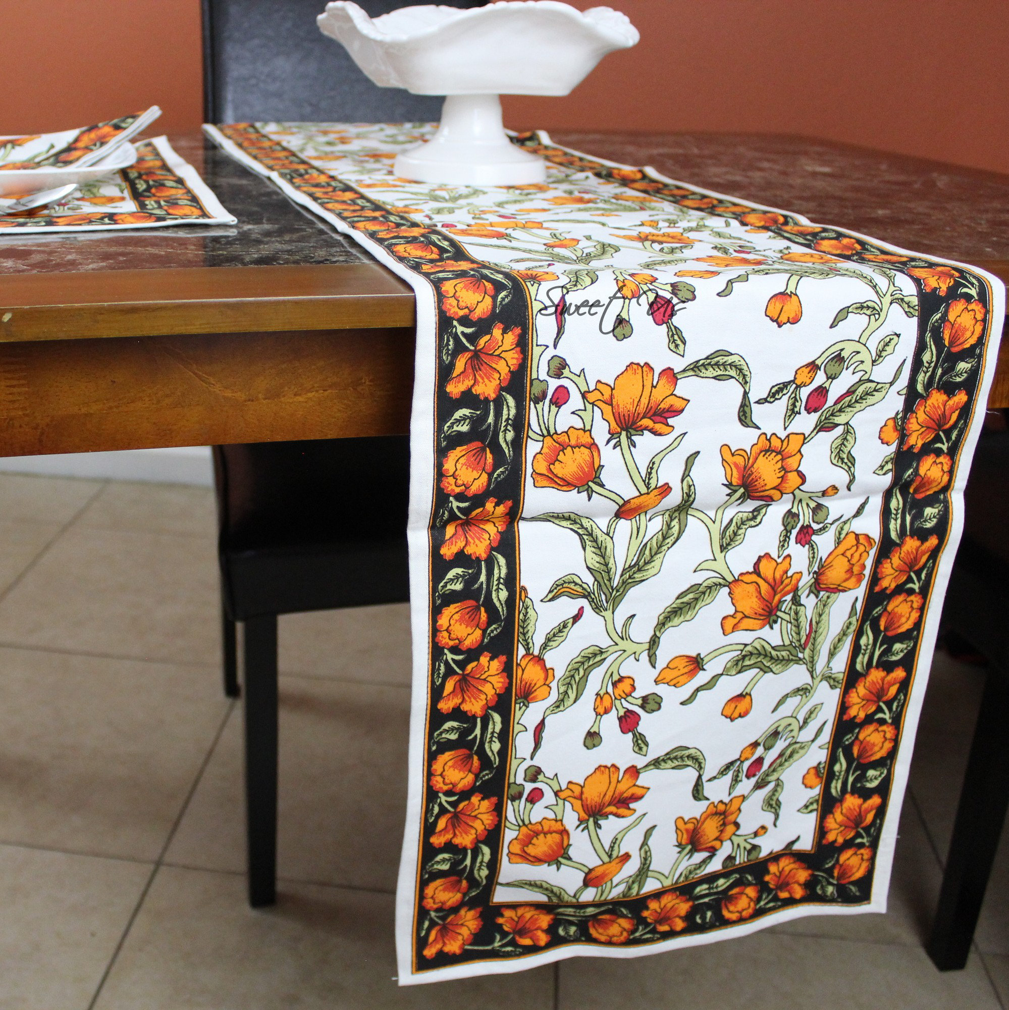 Sweet Us The Affluent Floral French Country Cotton Table Runner Table ...