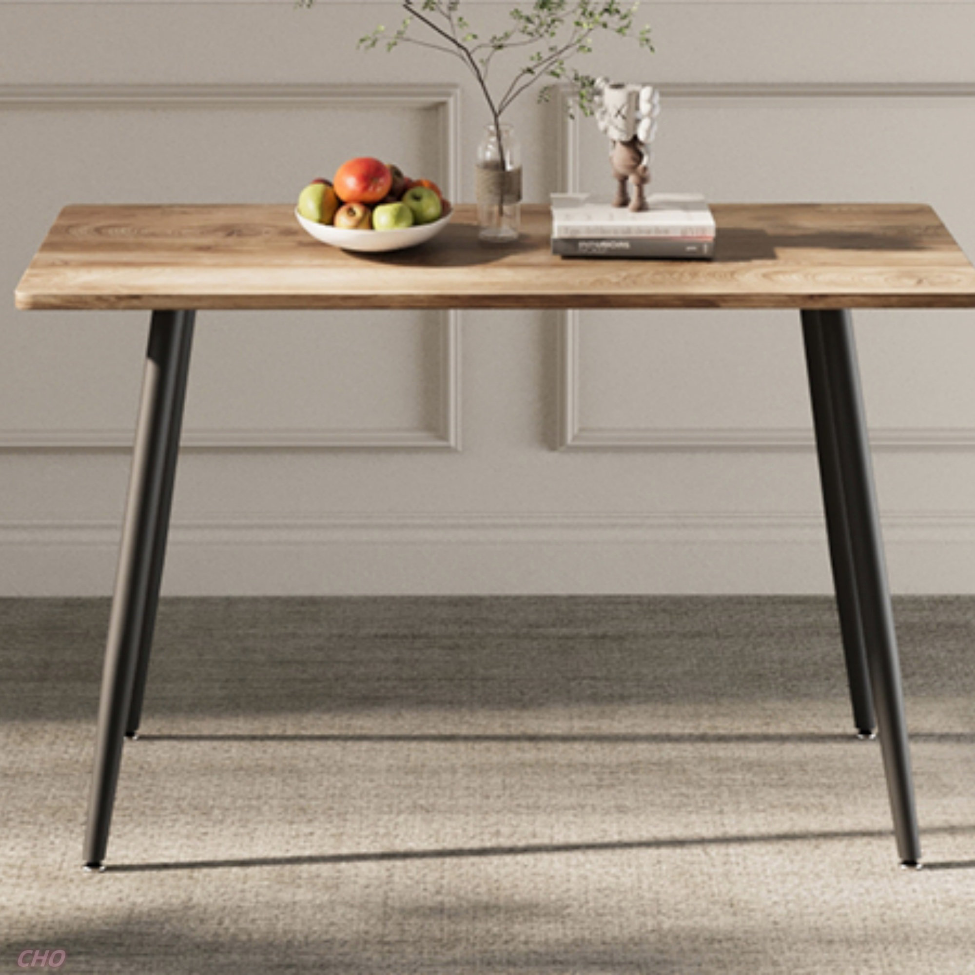 George Oliver 47" Modern Minimalist MDF Dining Table, Metal Legs, Small ...