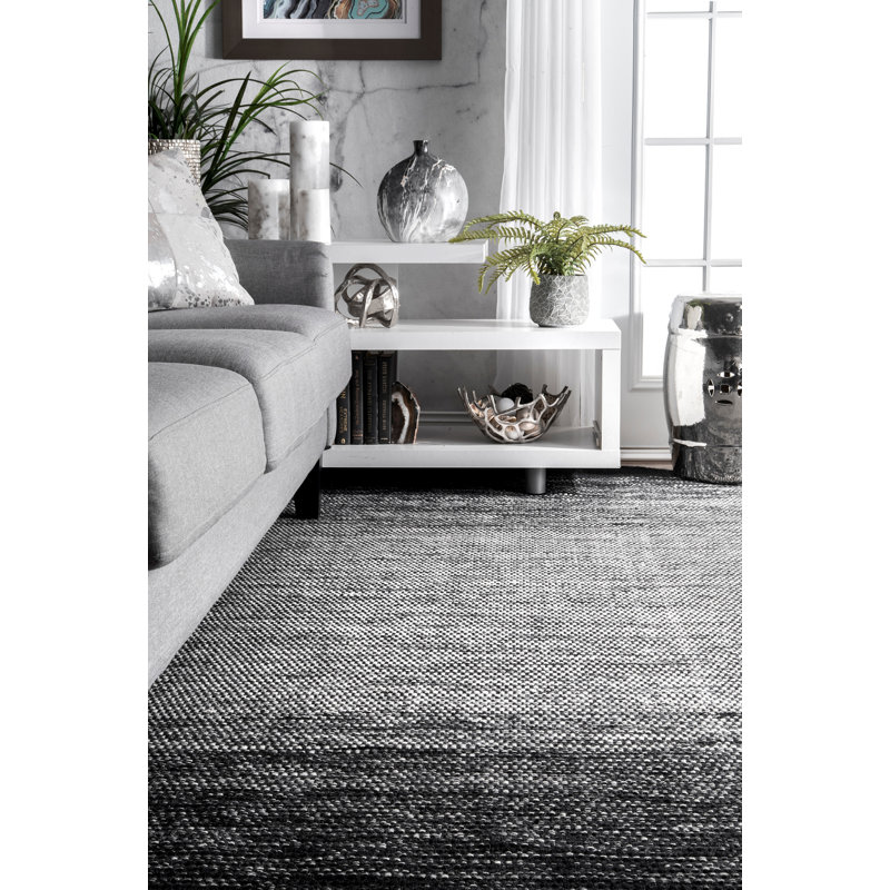 17 Stories Charmine Cotton/Wool Black Area Rug "& Reviews" | Wayfair