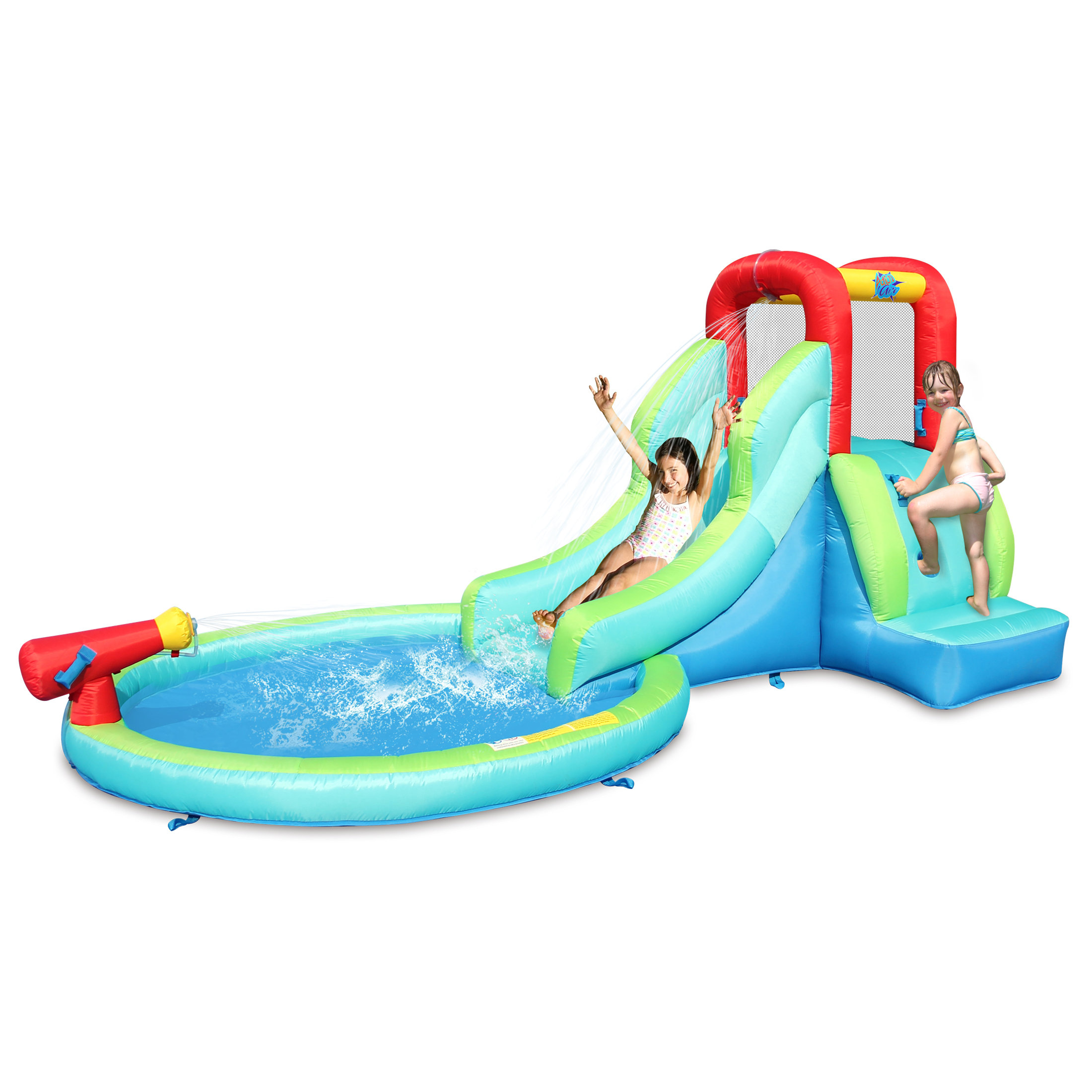 Action Air 7' x 13' Inflatable Water Slide with Air Blower | Wayfair