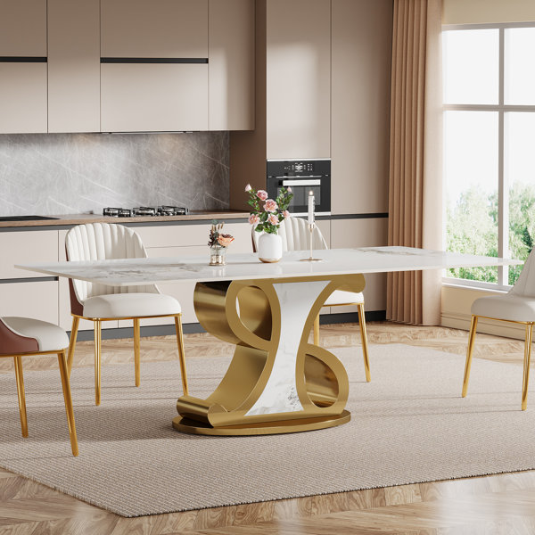 Mercer41 Tribesigns 78.74" Sintered Stone Dining Table for 8-10, Modern ...