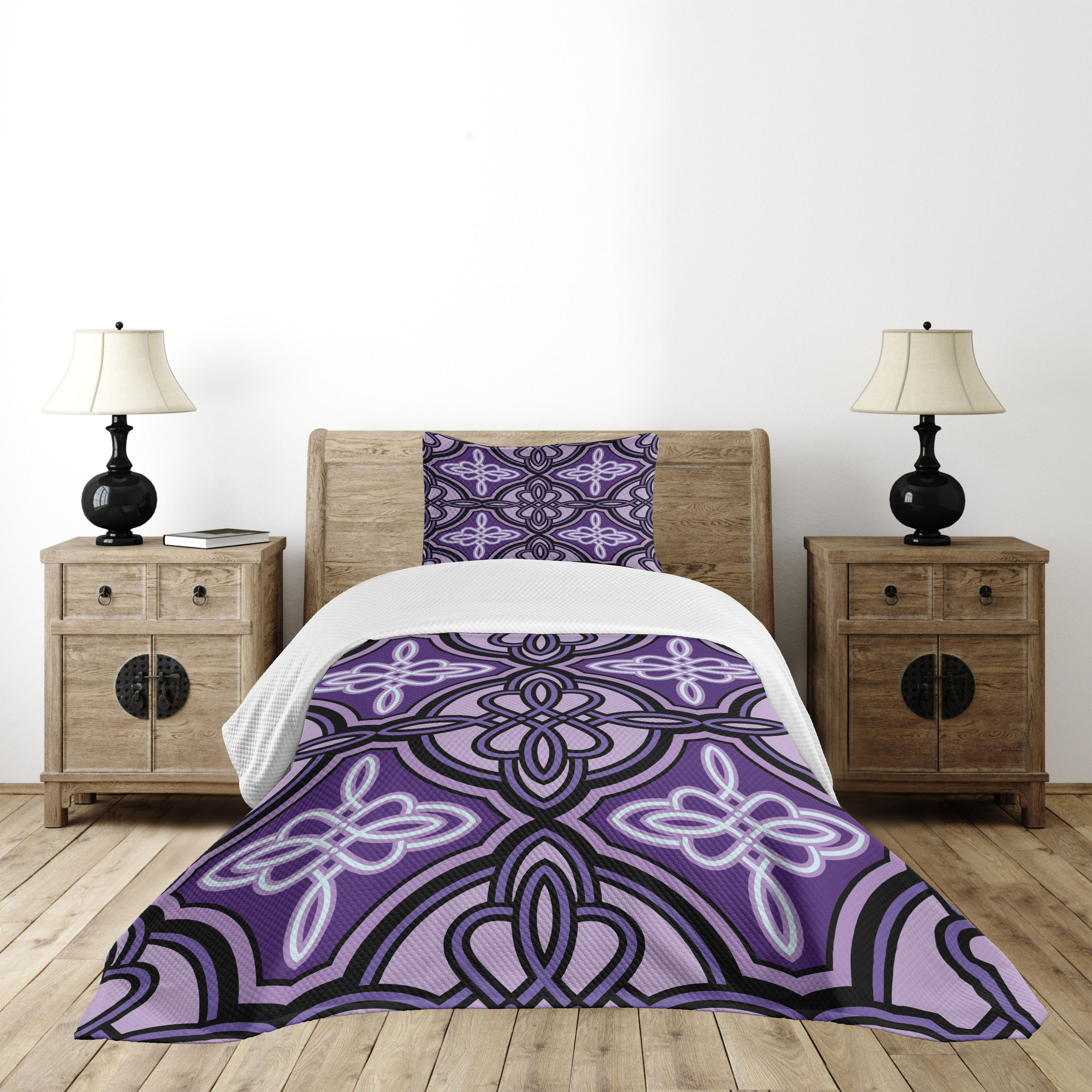 Ambesonne Purple Bedspread Set Celtic Knot Art Violet Lilac | Wayfair