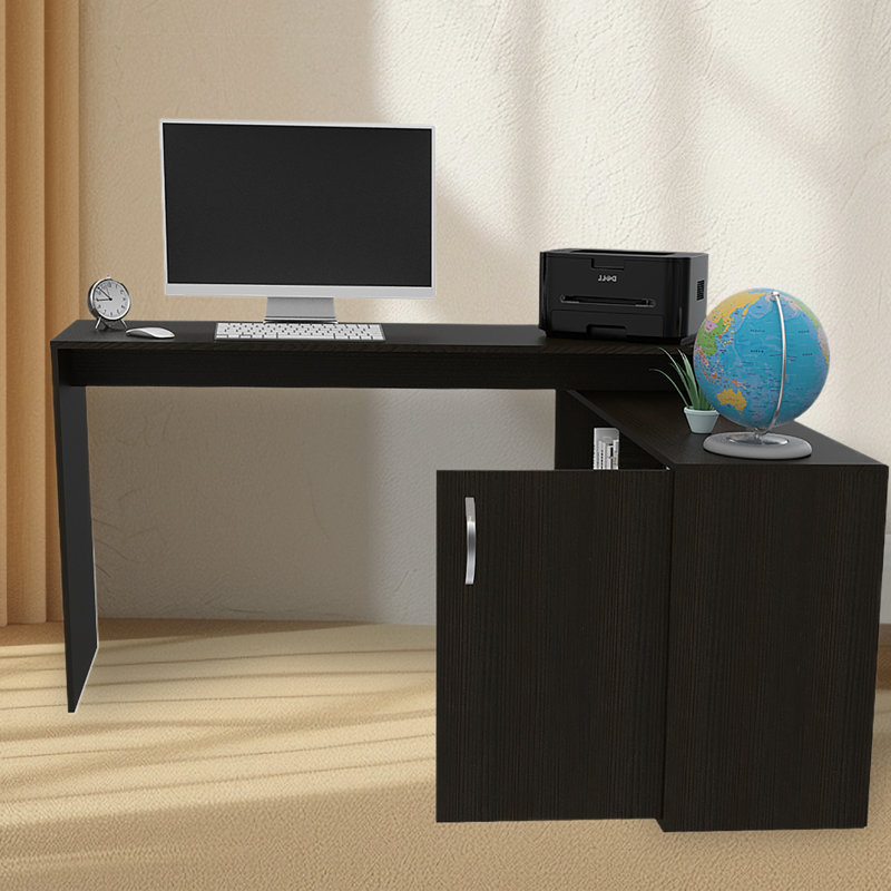 Ebern Designs Axis Modern L-Shaped Computer Desk With Open & Closed ...