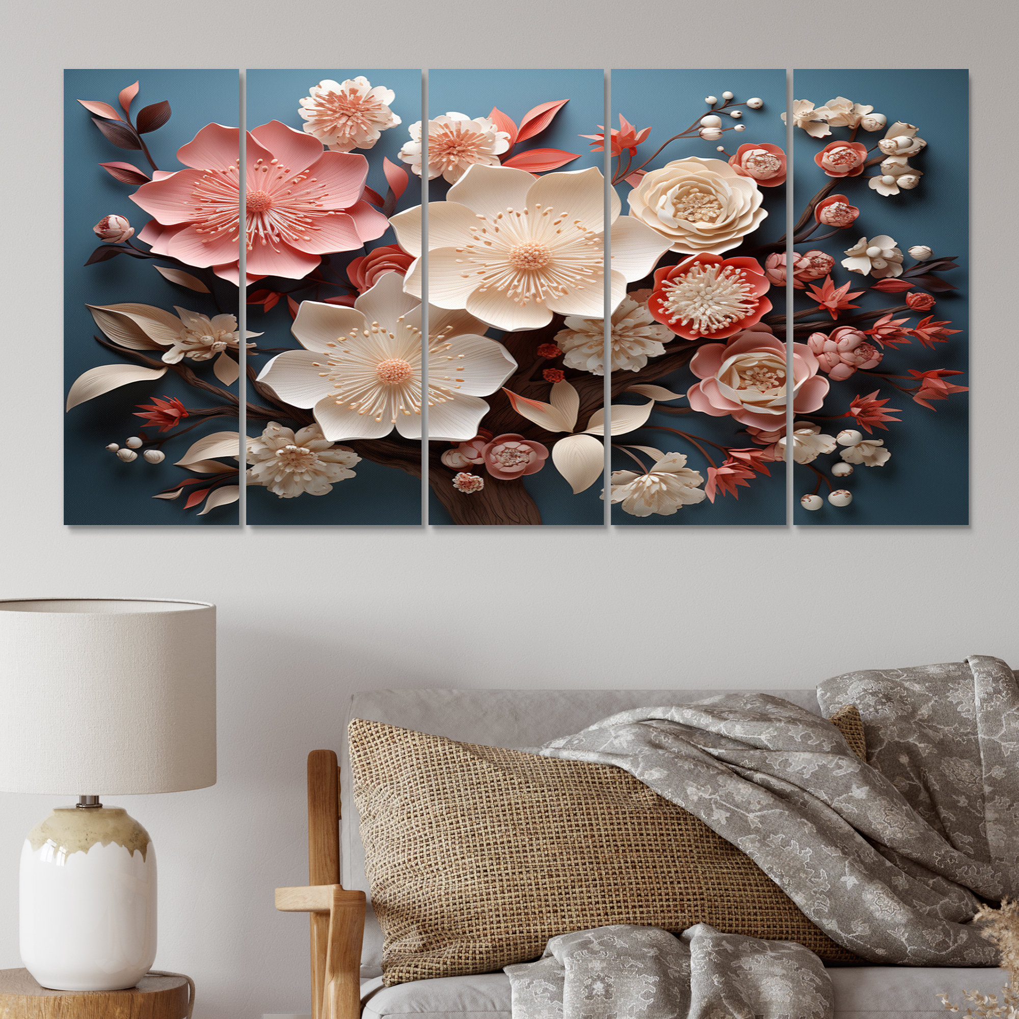 Design Art Asian Art Eternal Blossoms II - Asian Metal Wall Decor Set ...
