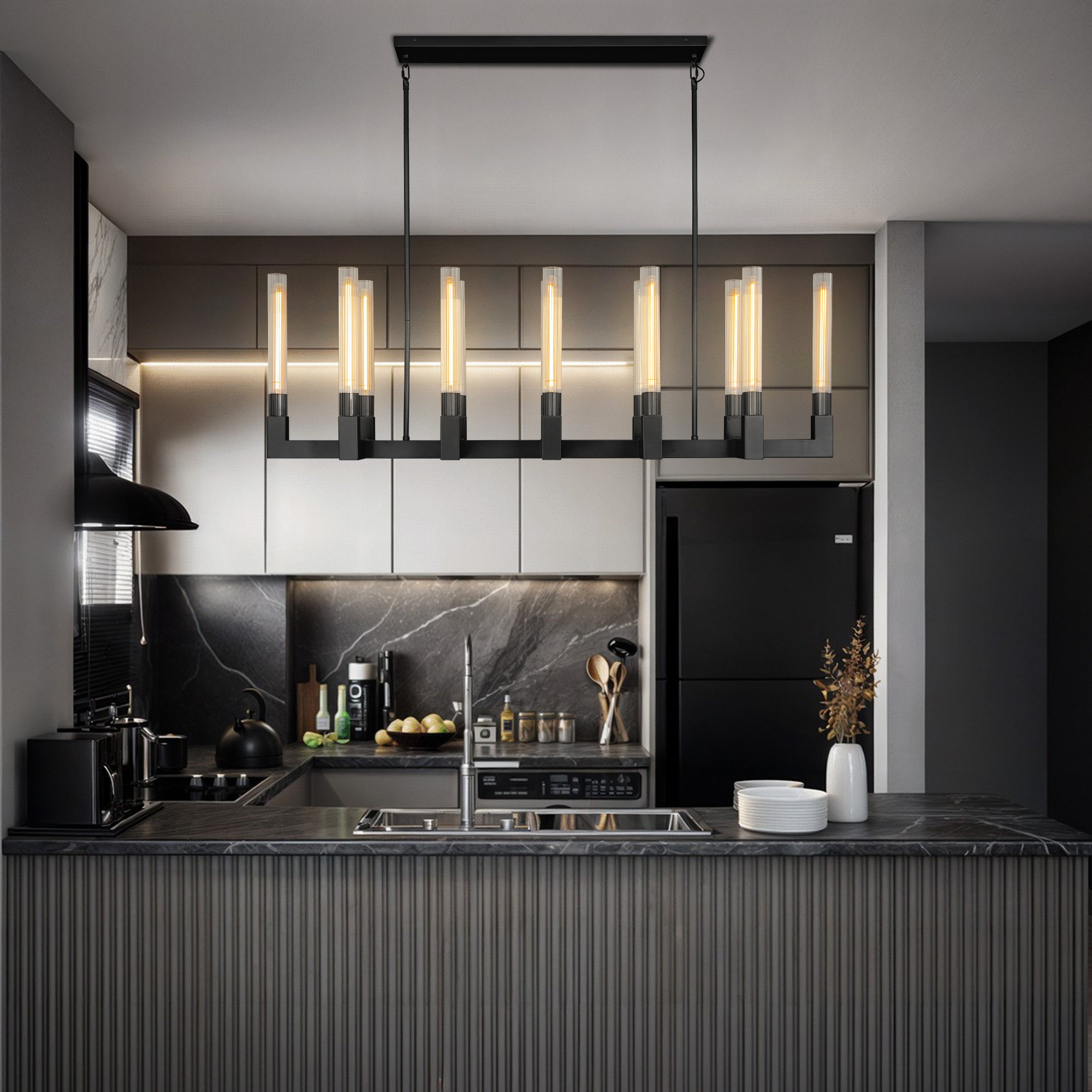 17 Stories Naviel 12 - Light Glass LED Farmhouse Chandelier & Reviews ...