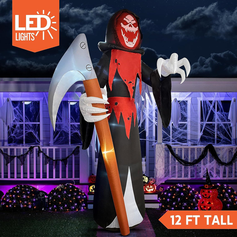 The Holiday Aisle® 12ft Tall Halloween Inflatable Grim Reaper | Wayfair