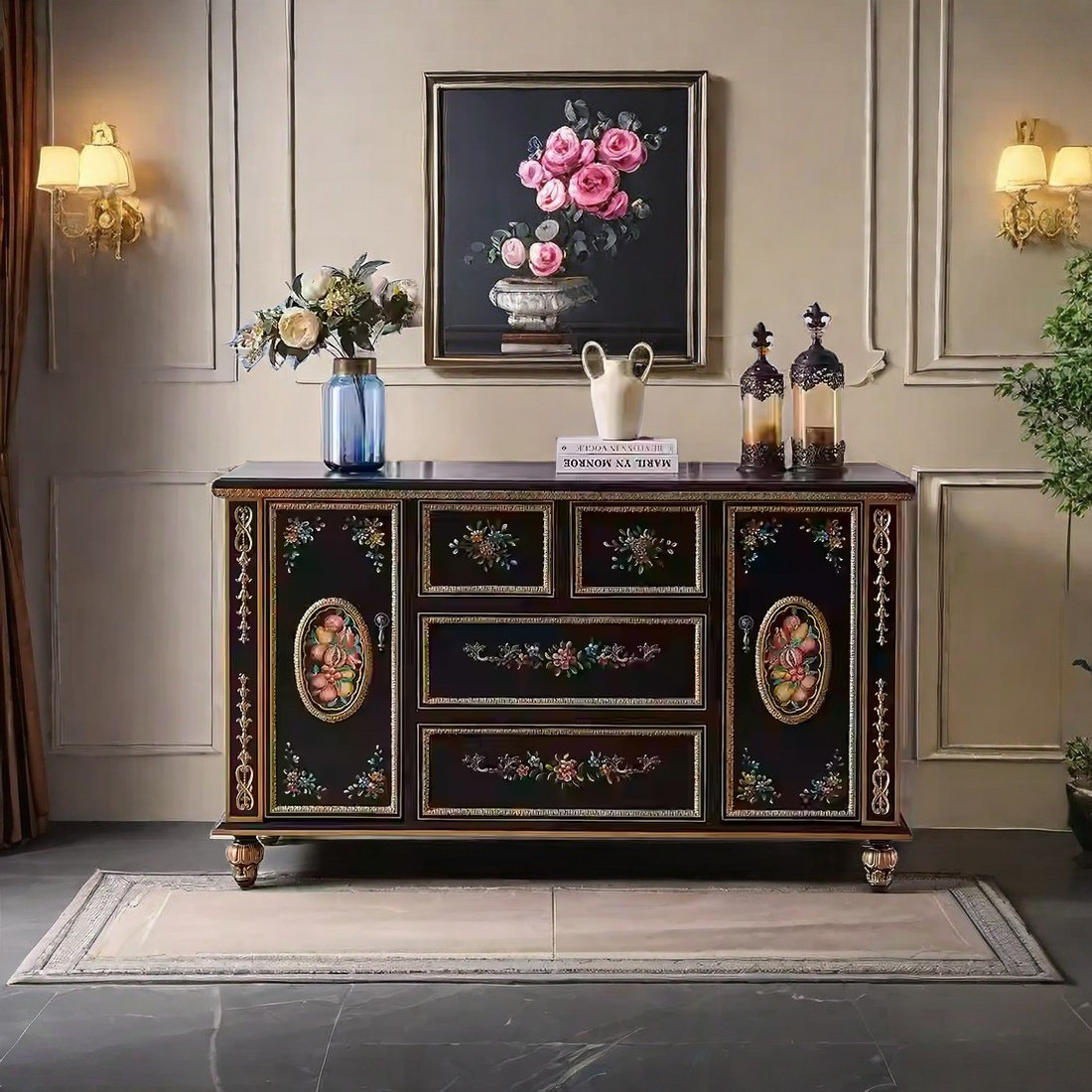 Vivid Space Creation Hand-painted art deco storage sideboards. | Wayfair