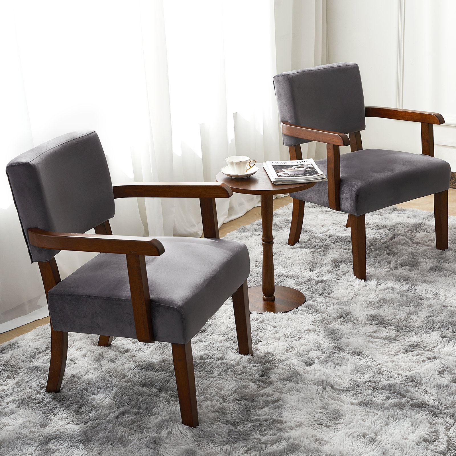 Mercer41 Soave 32.6'' Tall Velvet Accent Chairs Sets for Living Room ...