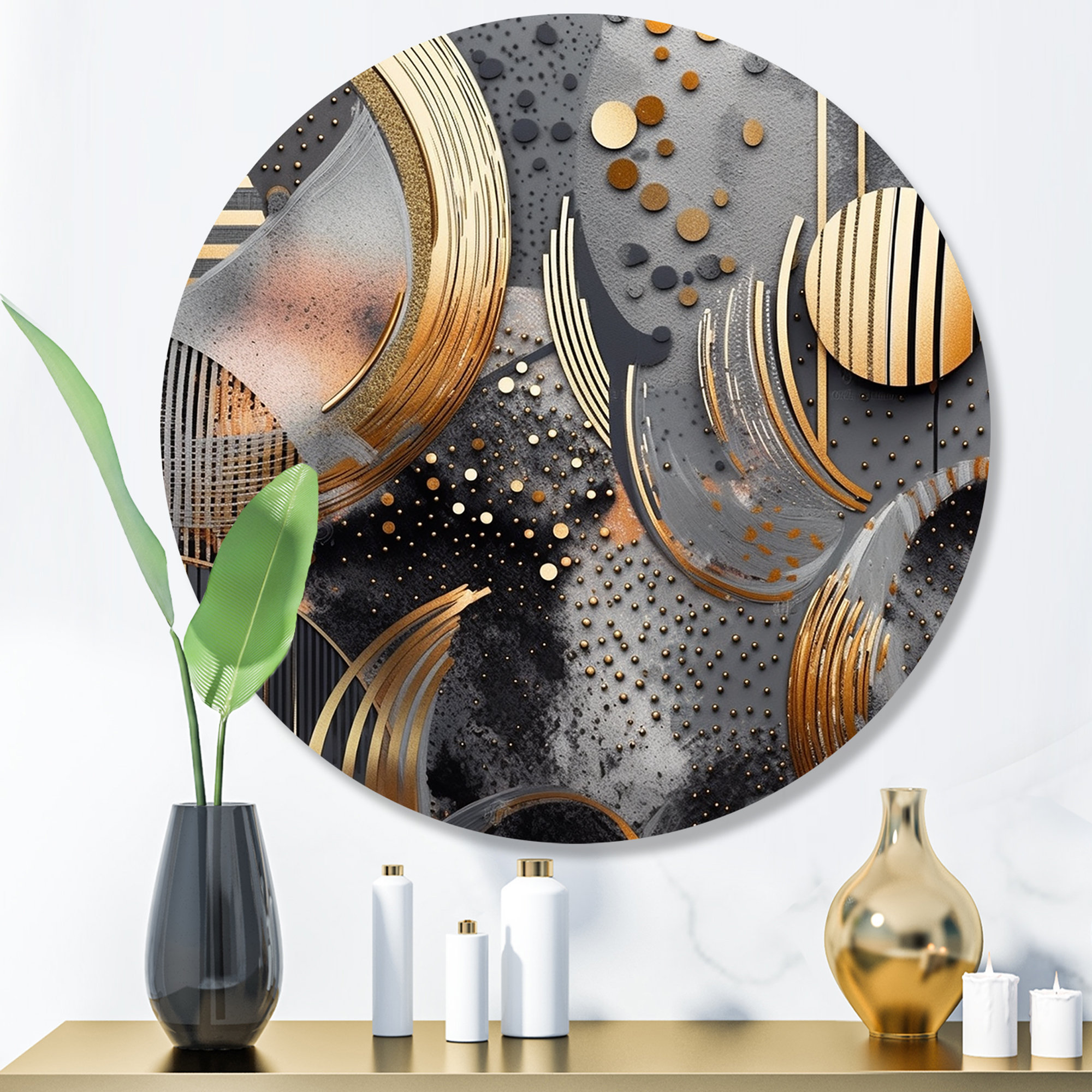 Design Art Soft Colors Marble Abstract III - Abstract Round Metal Wall ...