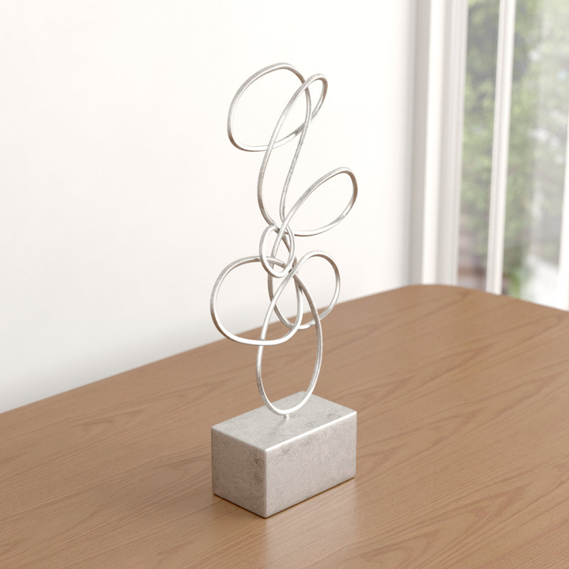 Ivy Bronx Herard Metal Swirl Abstract Decorative Silver Sculpture ...