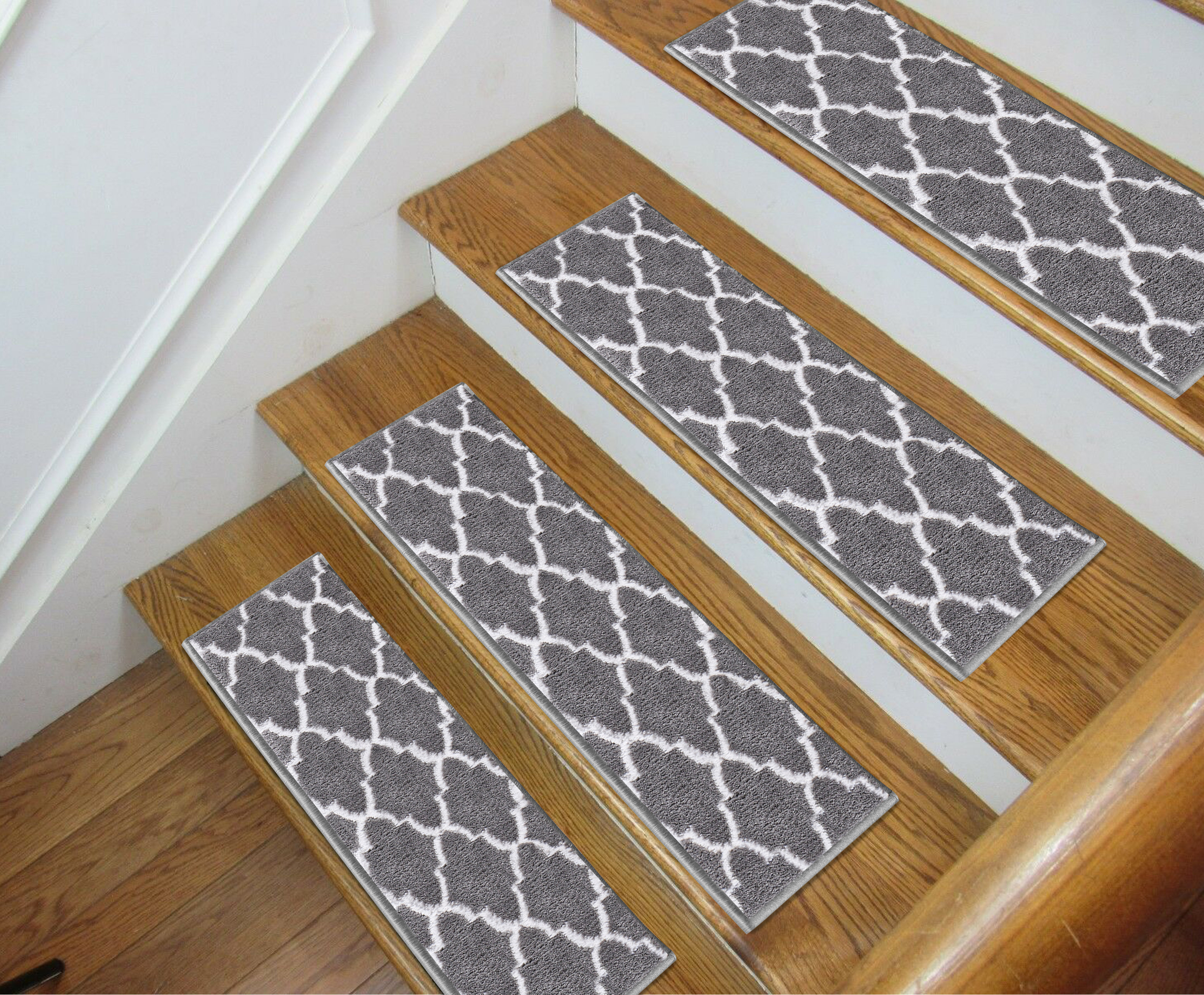 Red Barrel Studio® Stair Treads 9x28in Gray/White Non Slip Stair Rugs ...