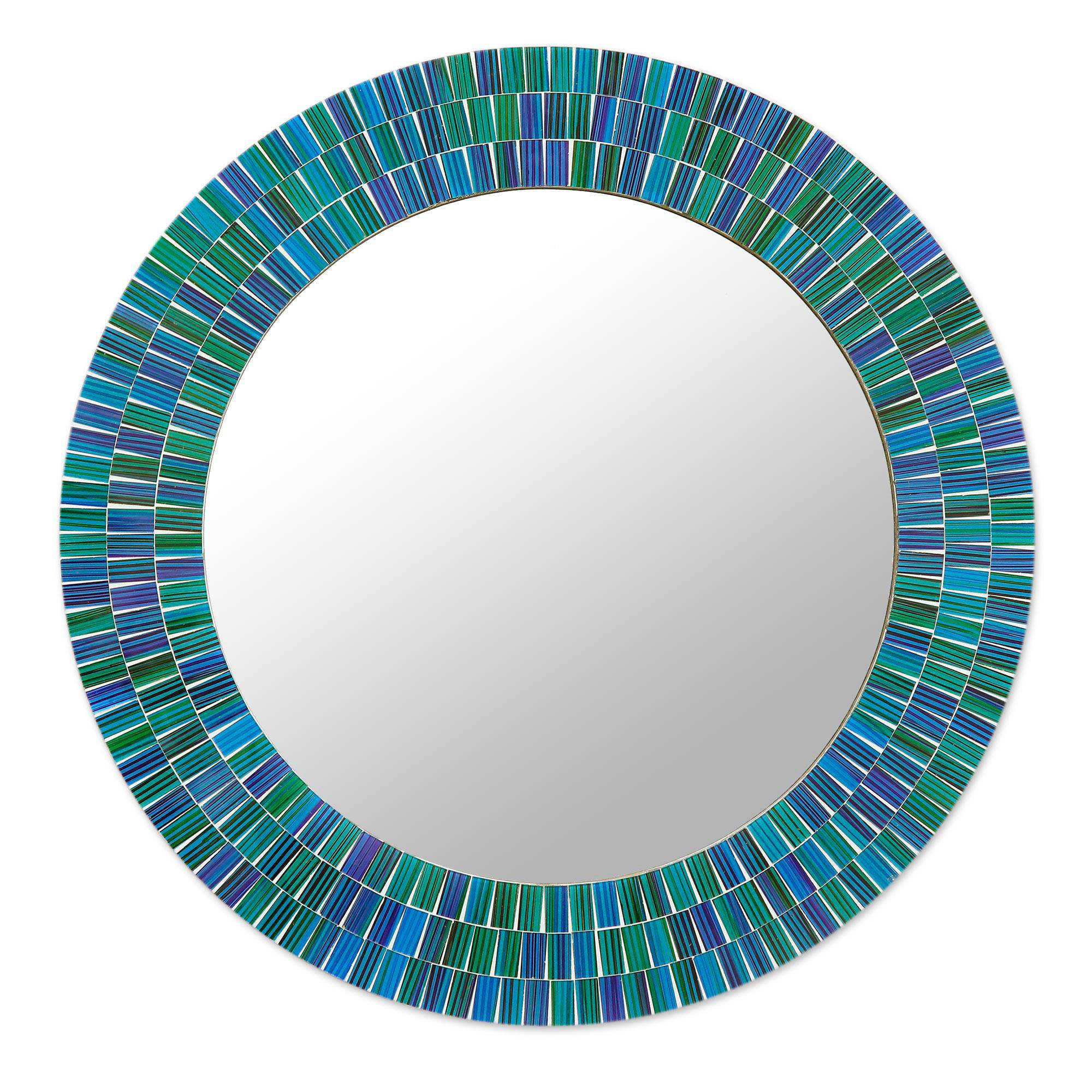 Highland Dunes Carrie Ocean Layers Glass Mosaic Modern Wall Mirror ...