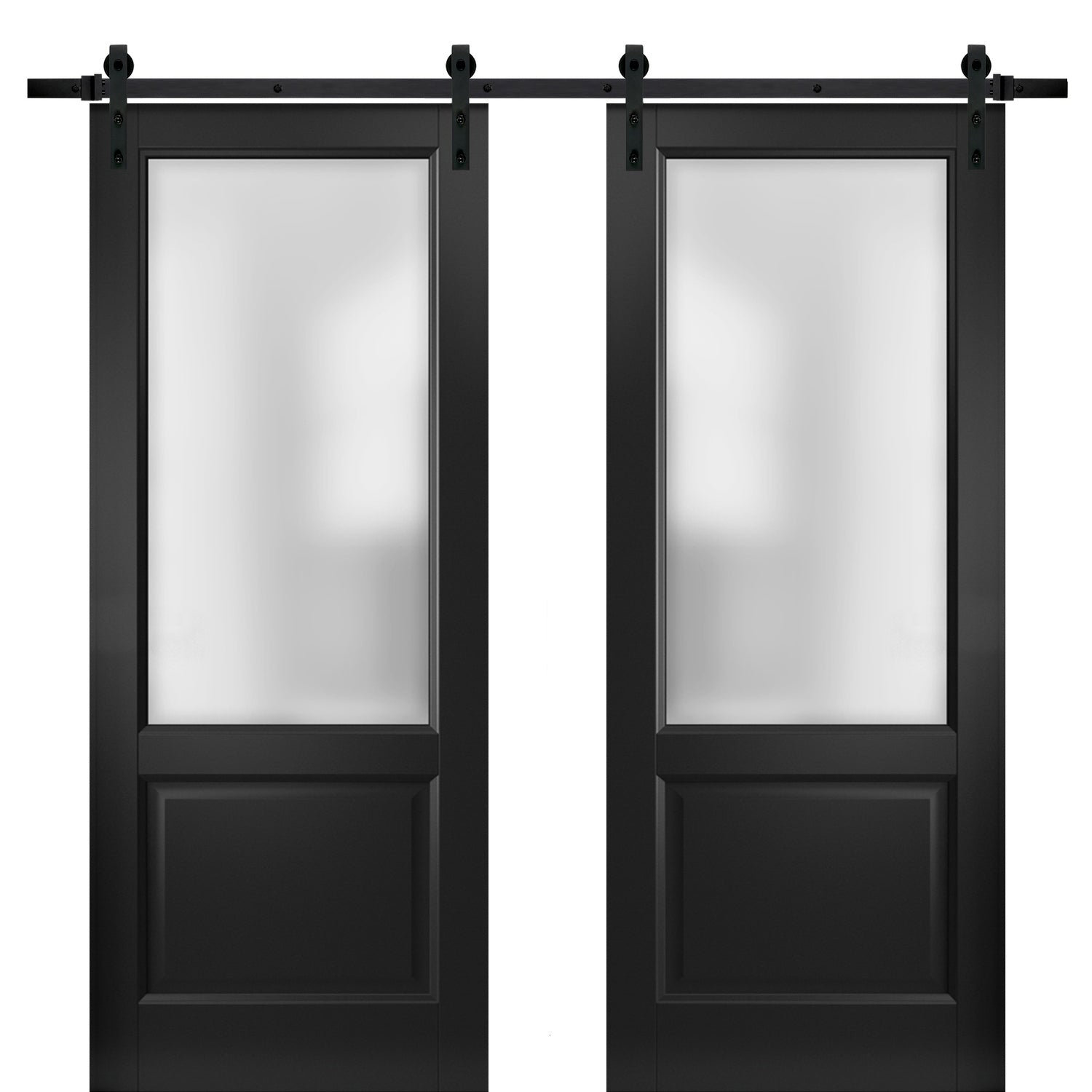 SARTODOORS Lucia Frosted Glass Wood Sturdy Interior Barn Doors with ...