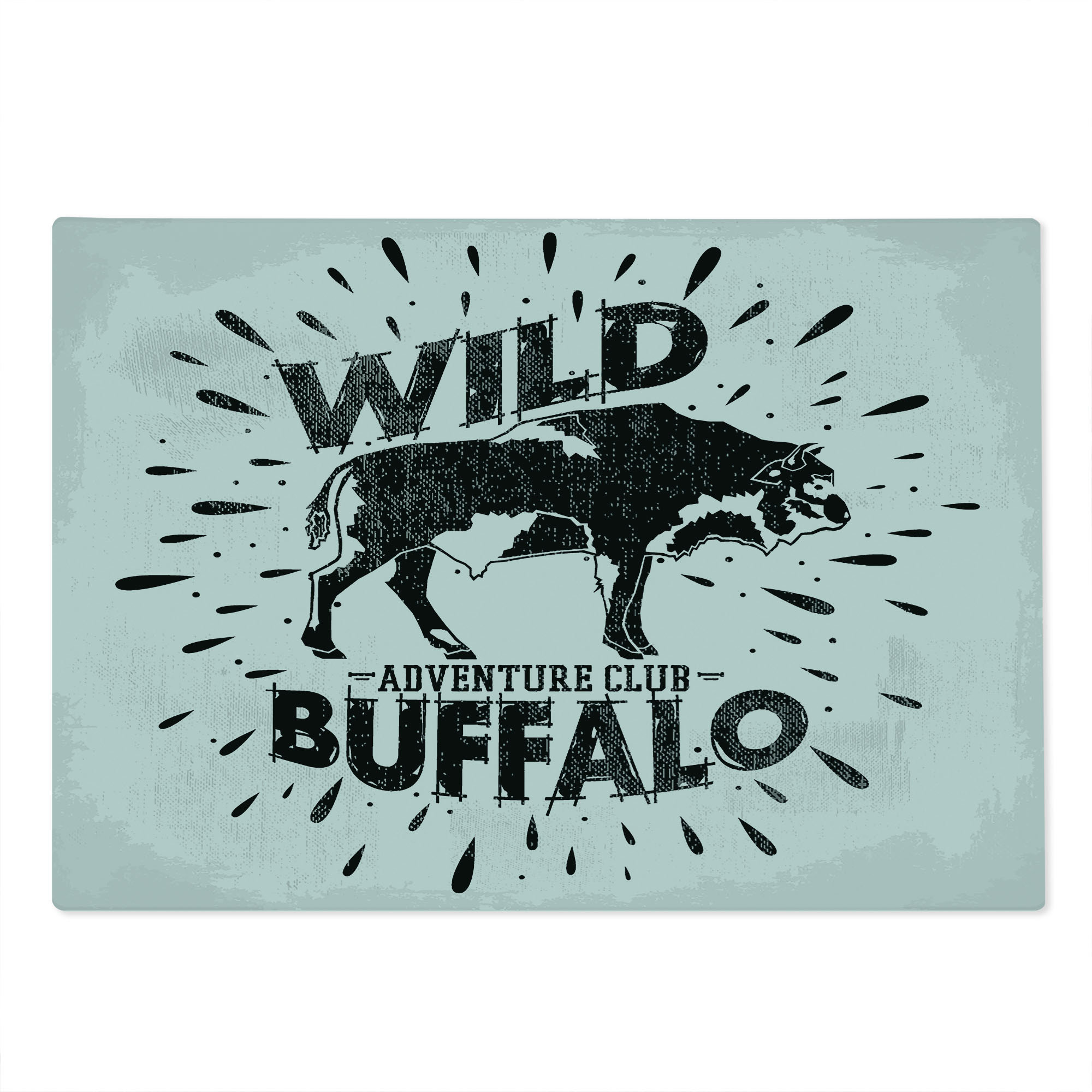 Ambesonne Buffalo Cutting Board Large Size Greyscale Bison Power Words ...