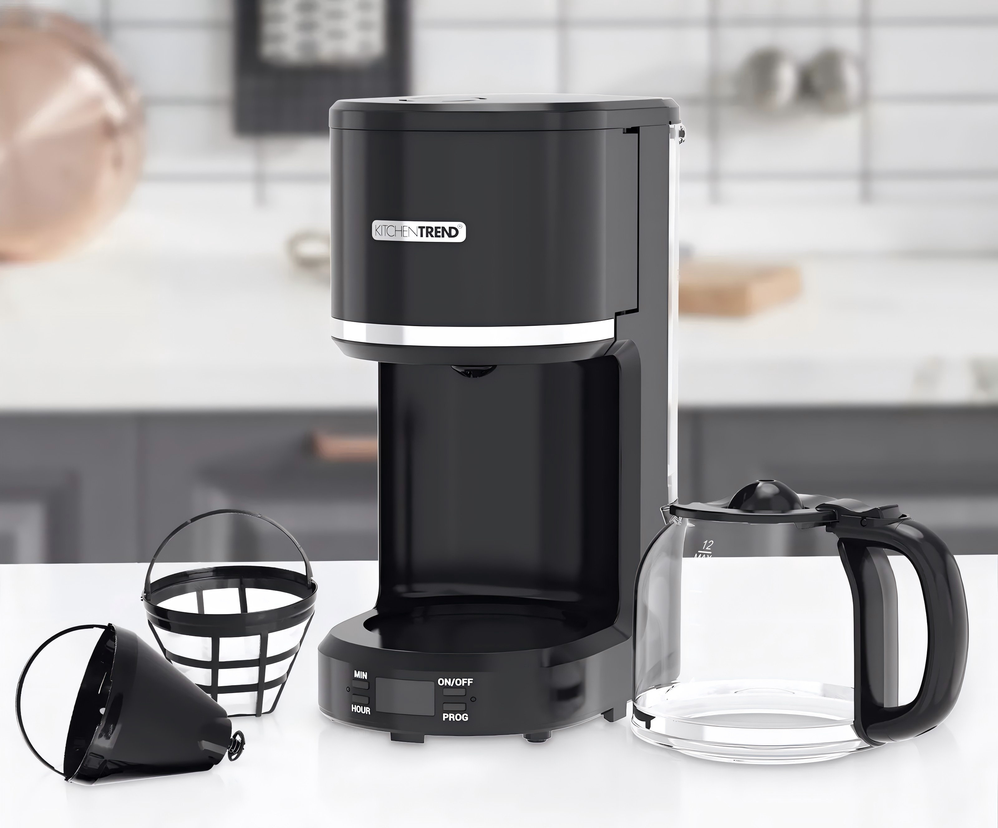 GREENEVER 12-cup Programmable Coffee Maker Removable Water Reservoir ...