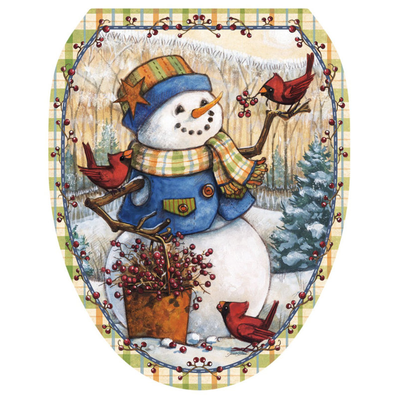 Toilet Tattoos Holiday Berry Snowman Toilet Seat Sticker Decal ...