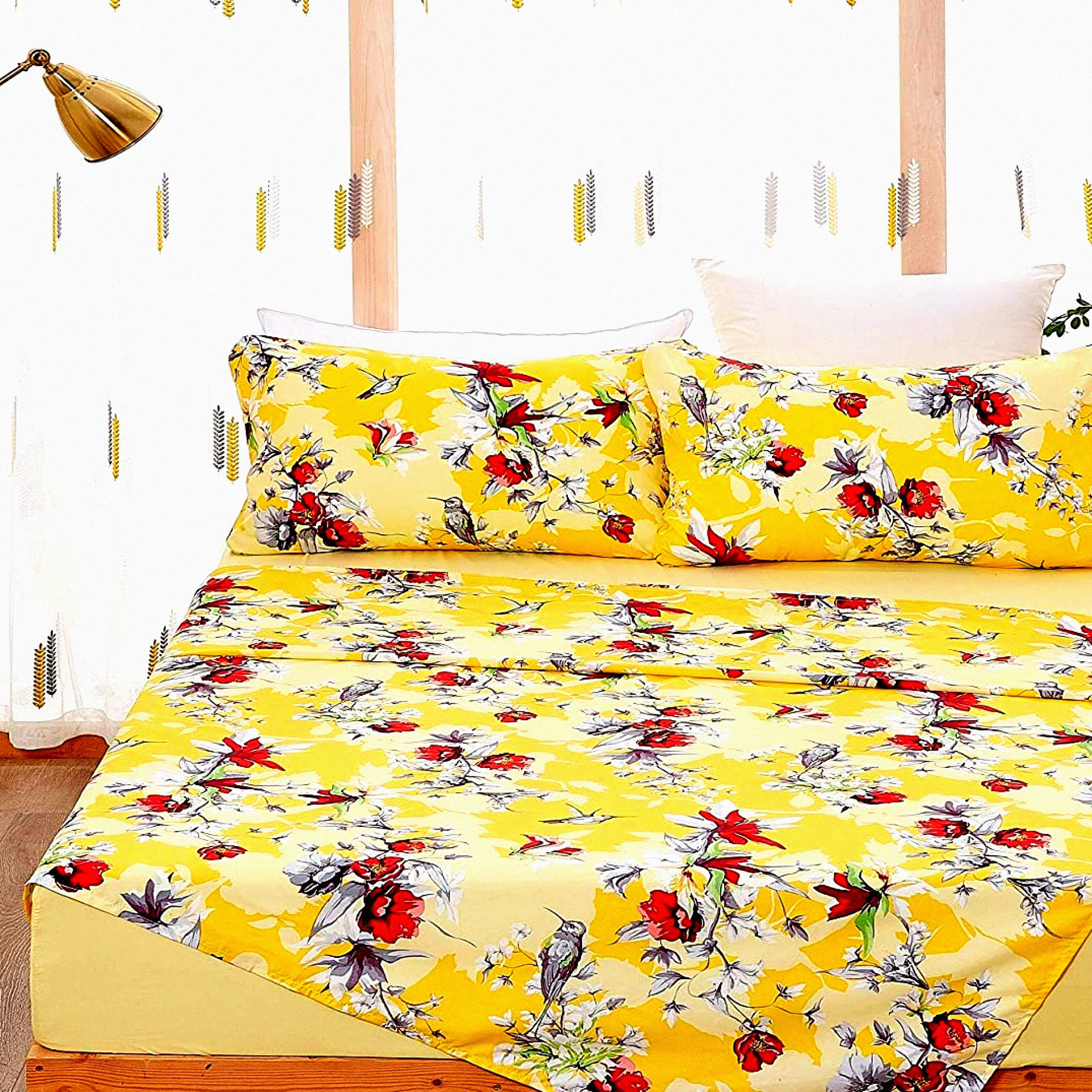 BRBCA Sunshine Hummingbird Floral Bedding Set - Twin Size - 3-Piece ...