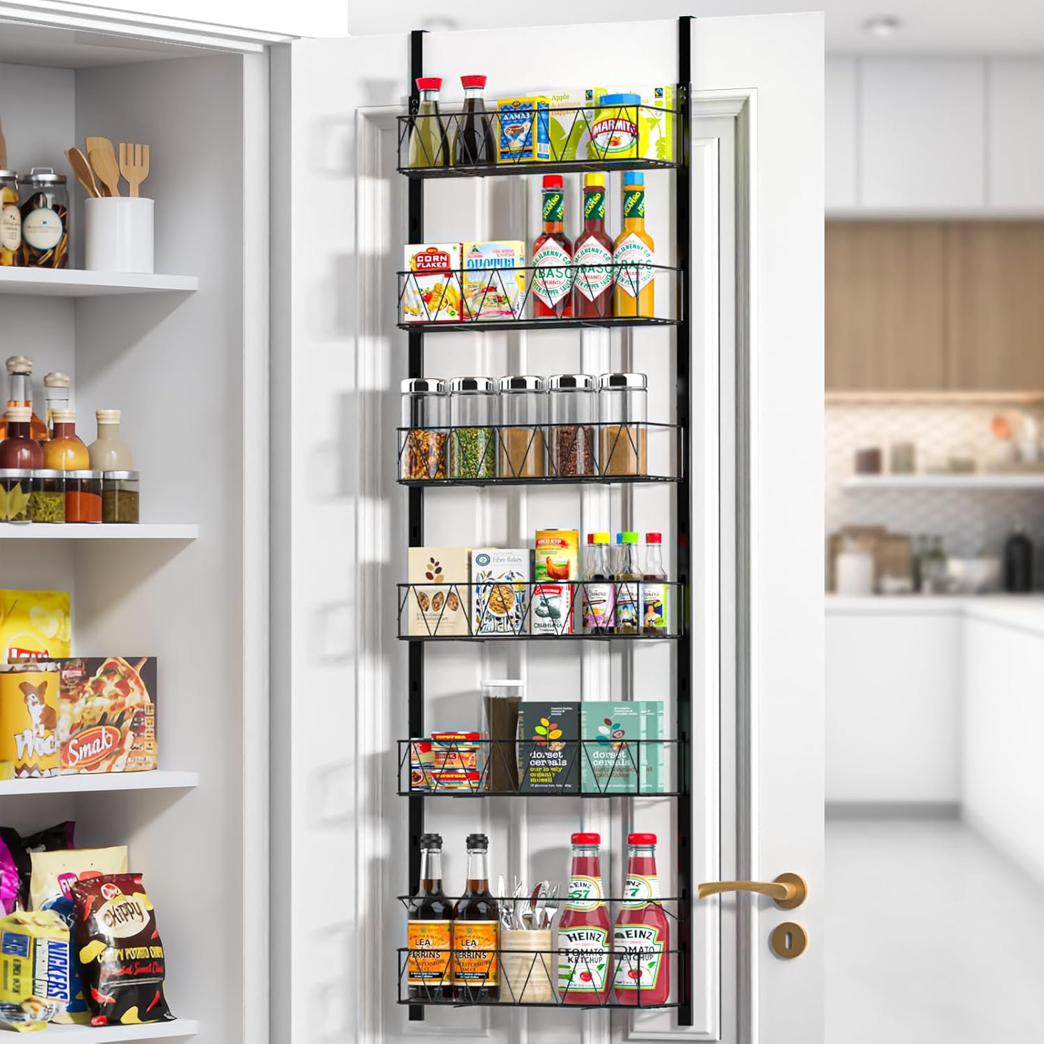 Mint Pantry® Over The Door Pantry Organizer With 6-Tier Adjustable ...