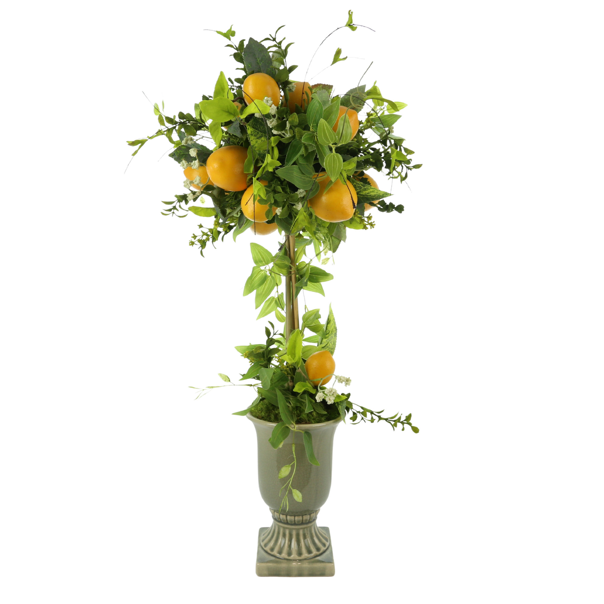 Primrue Artificial Lemon Topiary in Decorative Pedestal Vase | Wayfair