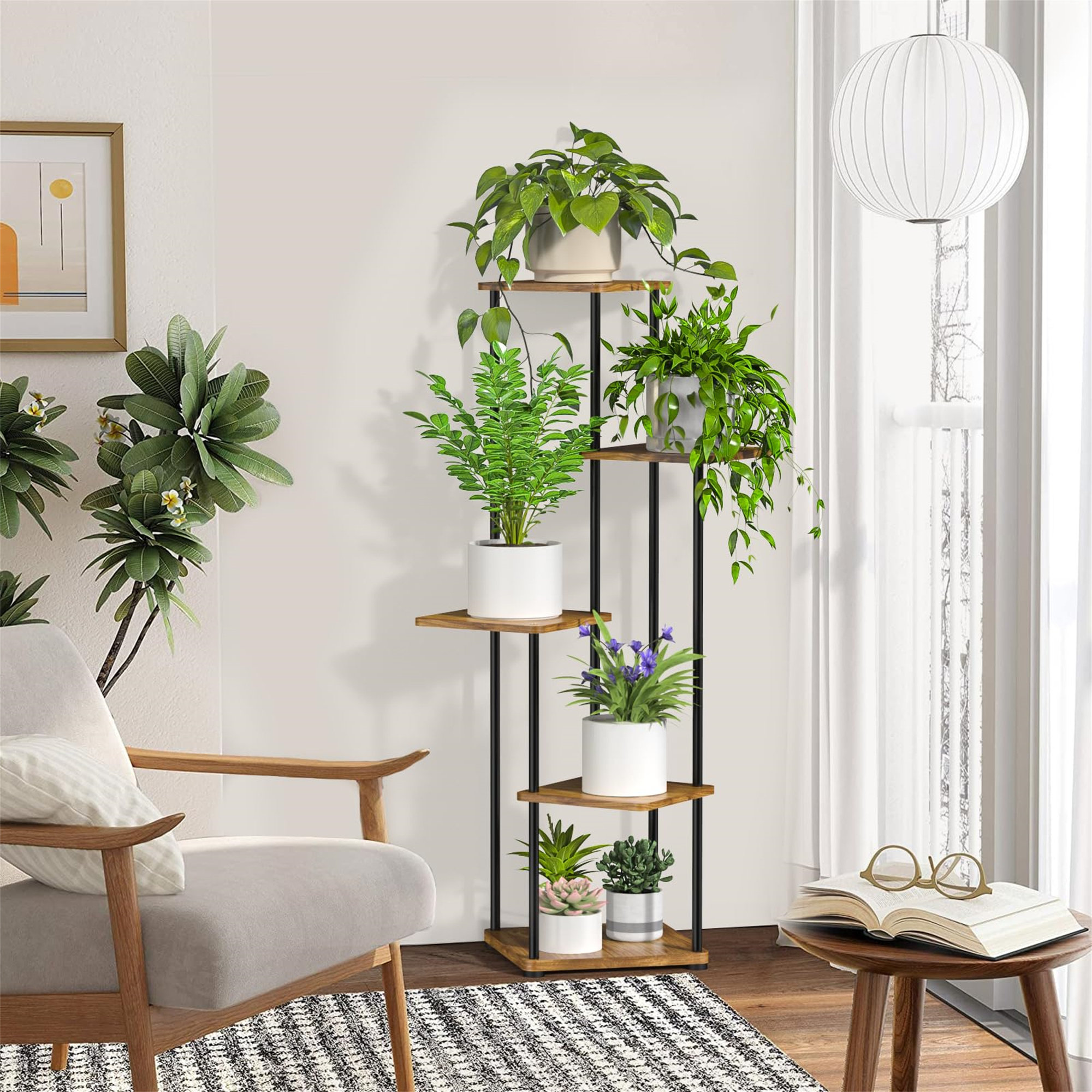 Borough Wharf Plant Stand Indoor, 5-Tier Tall Plant Stands Plant Shelf ...