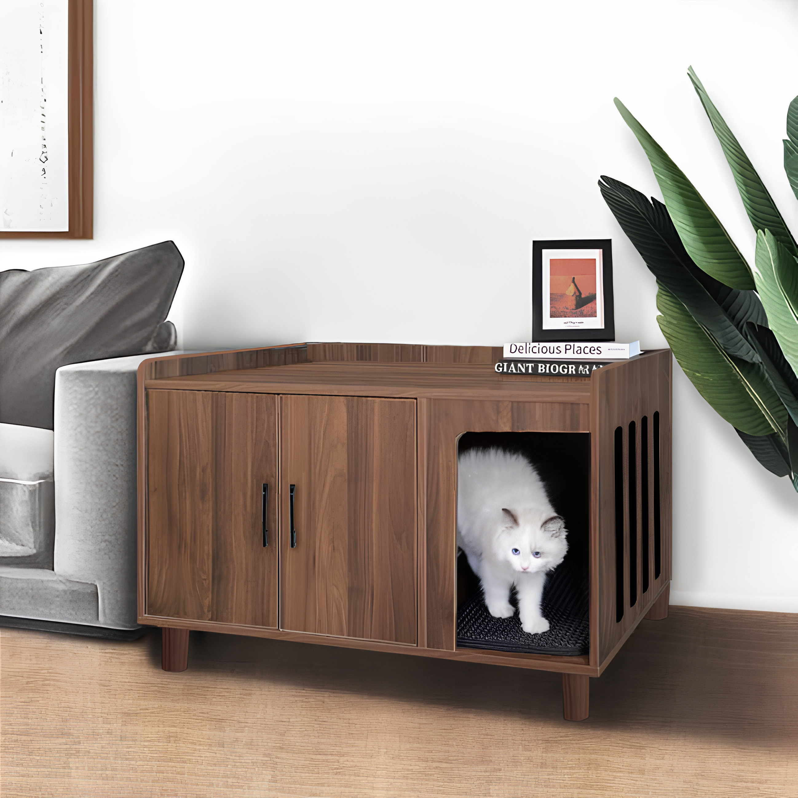 Tucker Murphy Pet™ Modern Cat Litter Box Cabinet, Discreet Litter Box ...