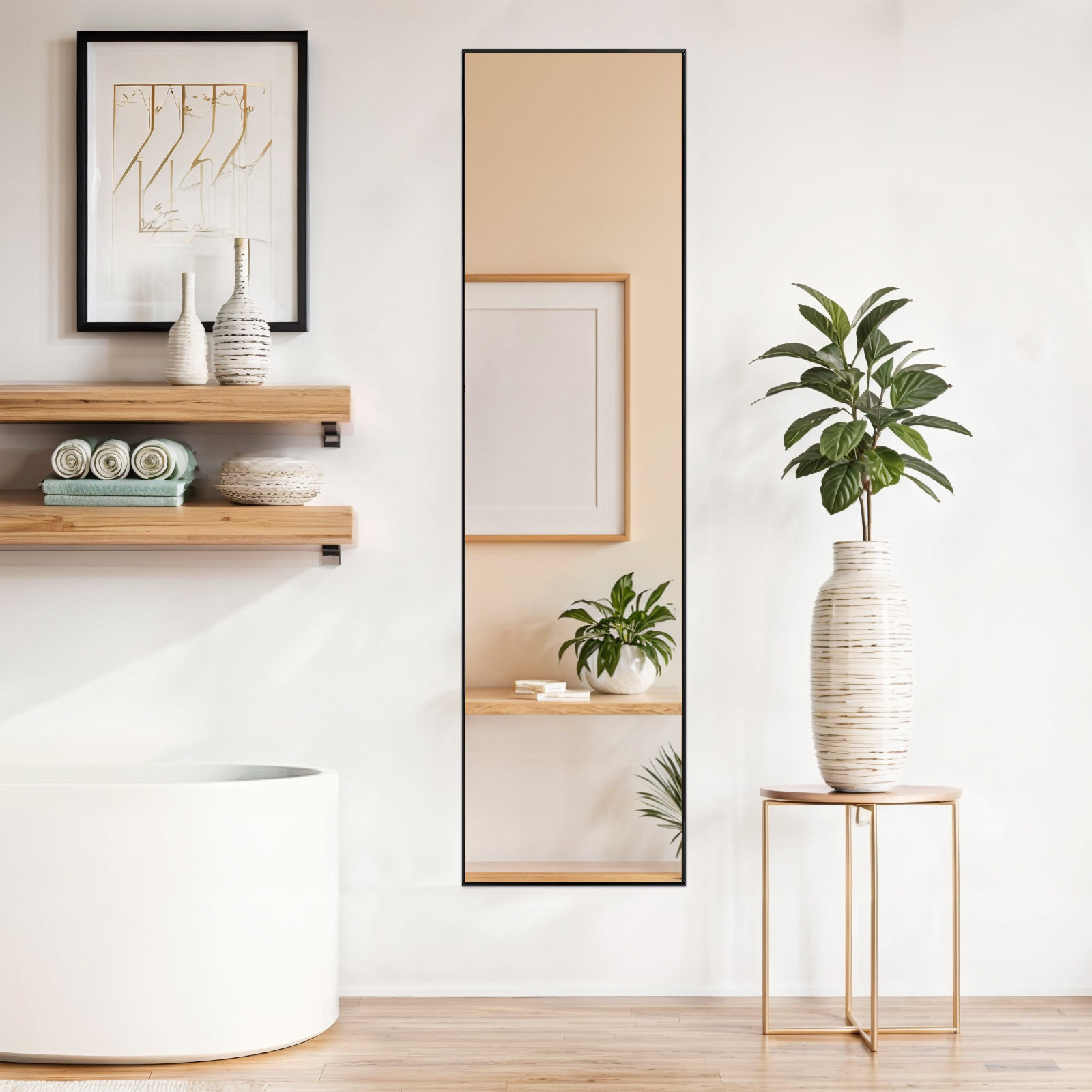 Ebern Designs Marlesa Metal Arch Floor Mirror | Wayfair