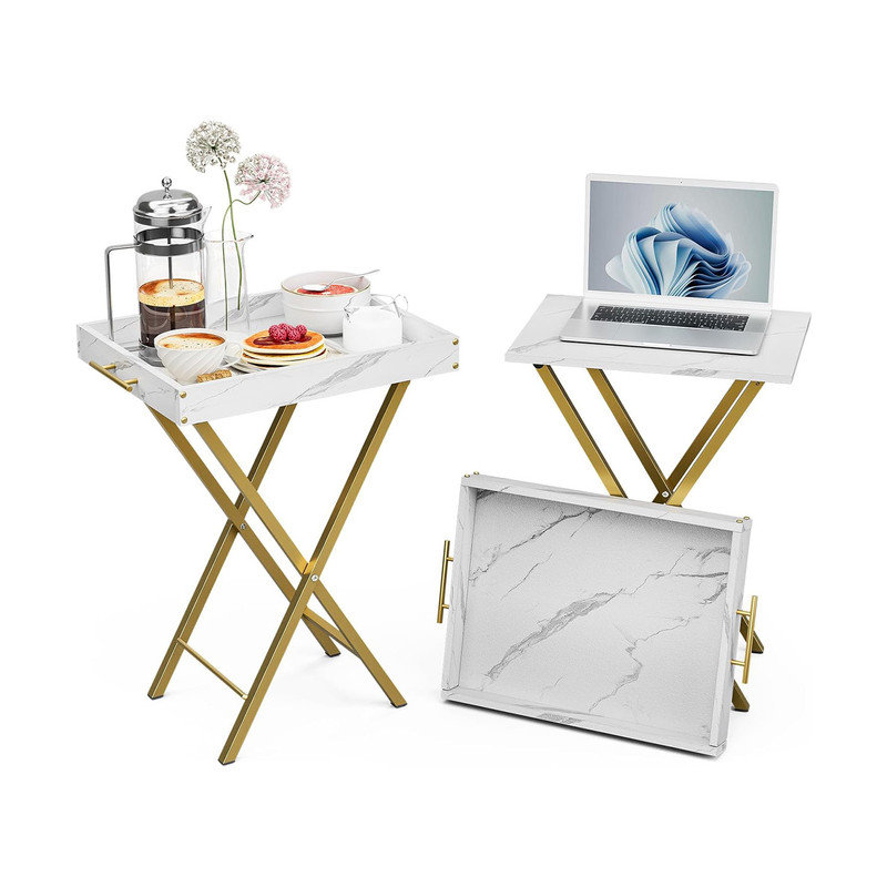Hokku Designs Folding TV Tray Tables, Set of 2 Side Table for Small ...