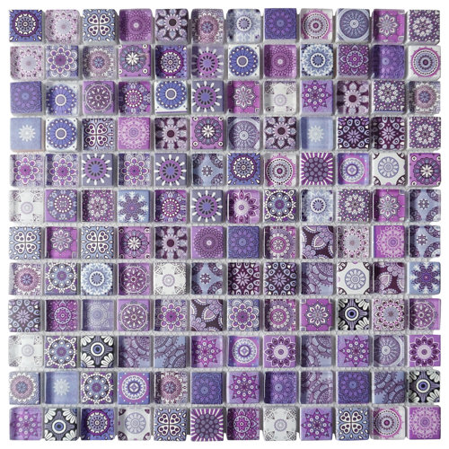 Supreme Tile Mediterranean 1" X 1" Beveled Glass Mosaic Tile & Reviews ...