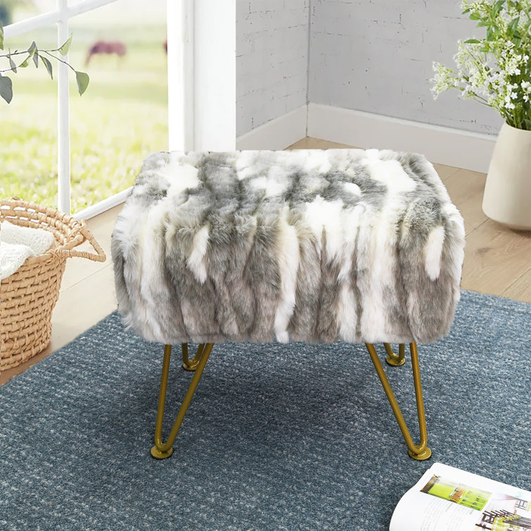 Everly Quinn Faux Fur Ottoman Fuzzy Entryway Bench & Reviews - Wayfair ...