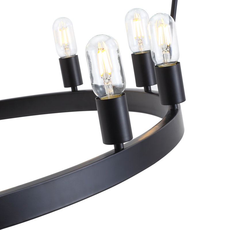 Gracie Oaks Makael 36-Bulbs Light Dragon Black Finish Wheel Chandelier ...