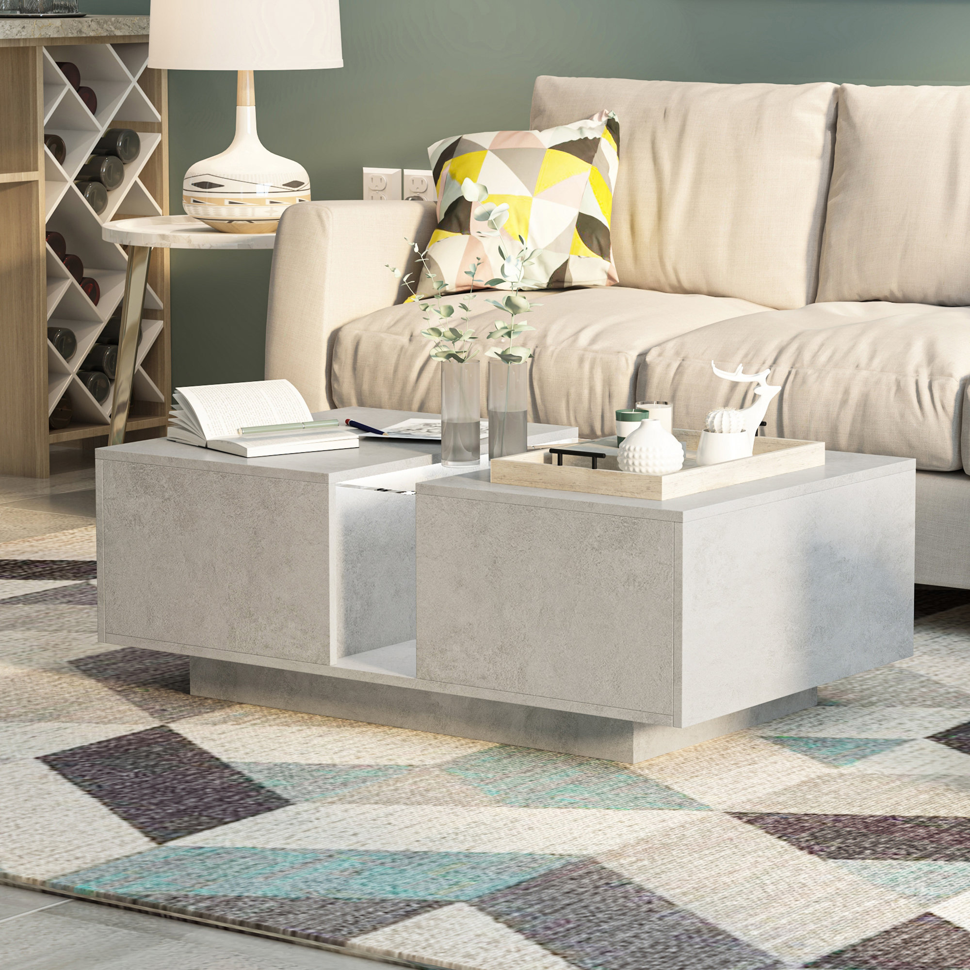 Wrought Studio™ Luxurious 40"w Led Coffee Table With Acrylic Tabletop ...