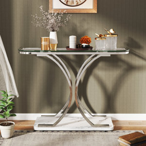 Willa Arlo™ Interiors Balsam Tempered Glass Console Table with ...