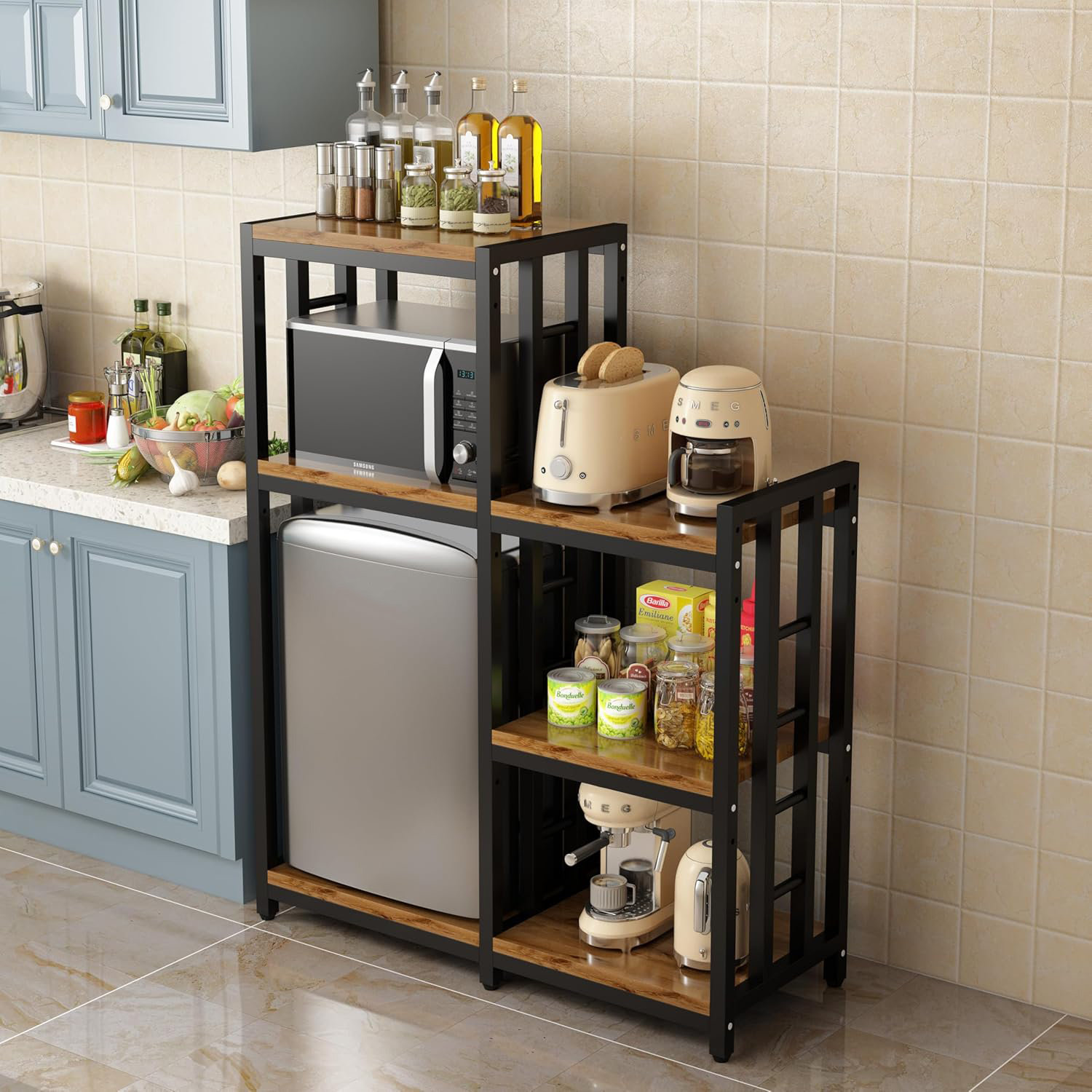 17 Stories Kitchen Bakers Rack, 4-Tier+3-Tier Workstation Organizer ...