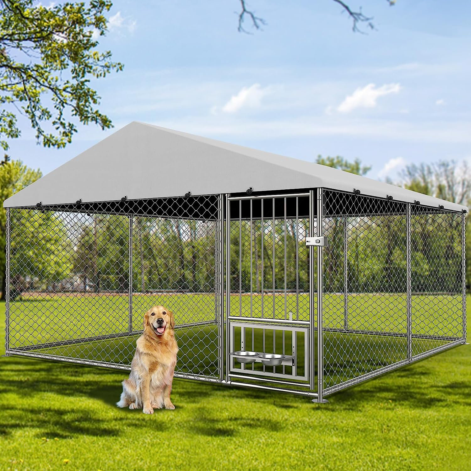 Sapphome 6.7 X 6.7 X 5 Ft Dog Kennel Outdoor, Outside Dog Kennel With ...