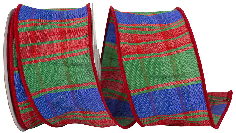 The Holiday Aisle® Plaid Grand Stripes Colors Wired Edge Ribbon | Wayfair