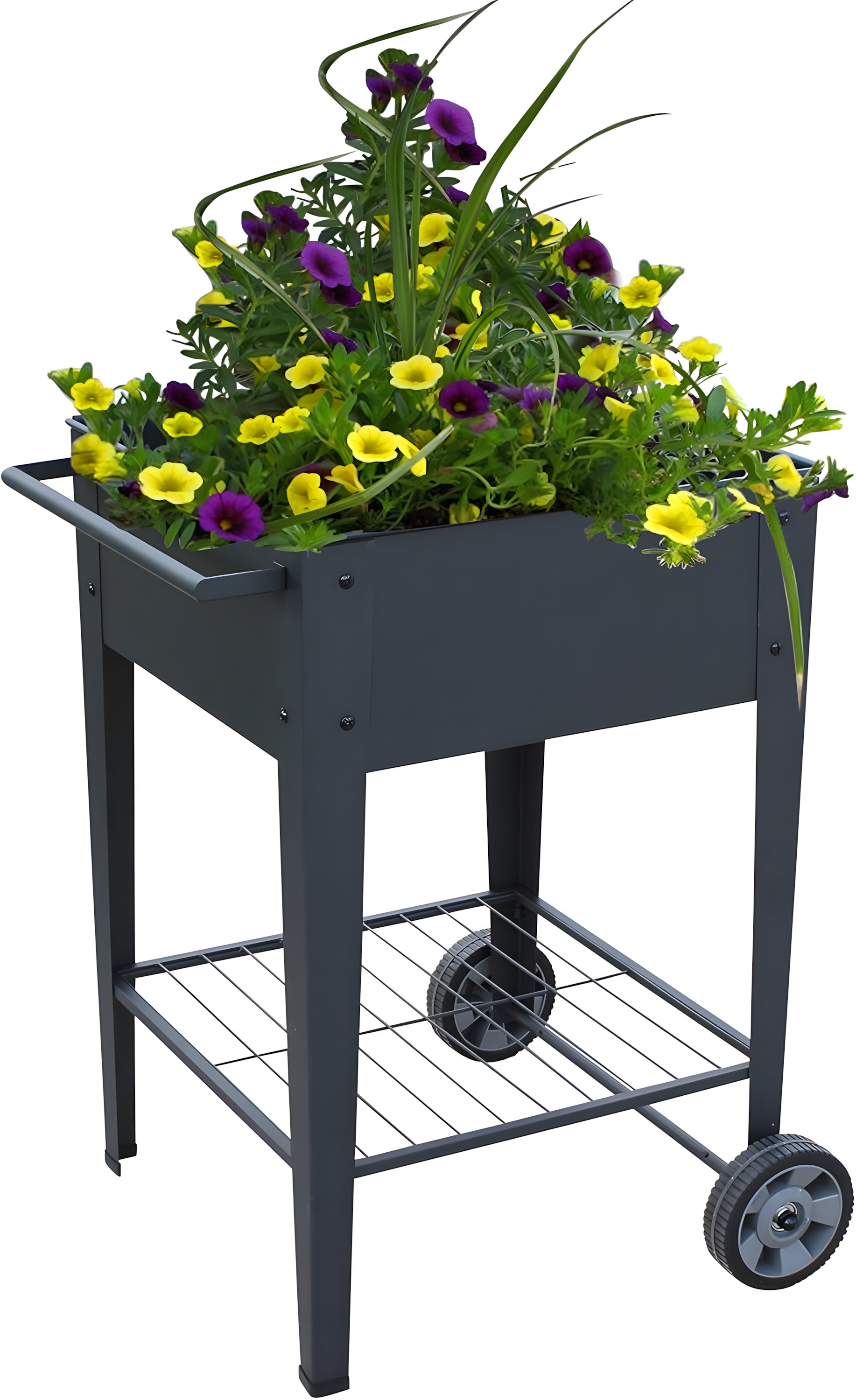 17 Stories Raised Movable Planter Box With Wheels - Grow Plants On ...