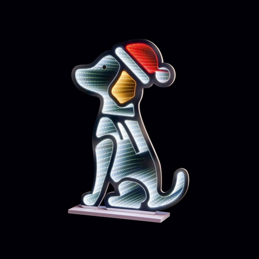 The Seasonal Aisle Christmas Sitting Dog With Hat Infinity Mirror 60Cm ...