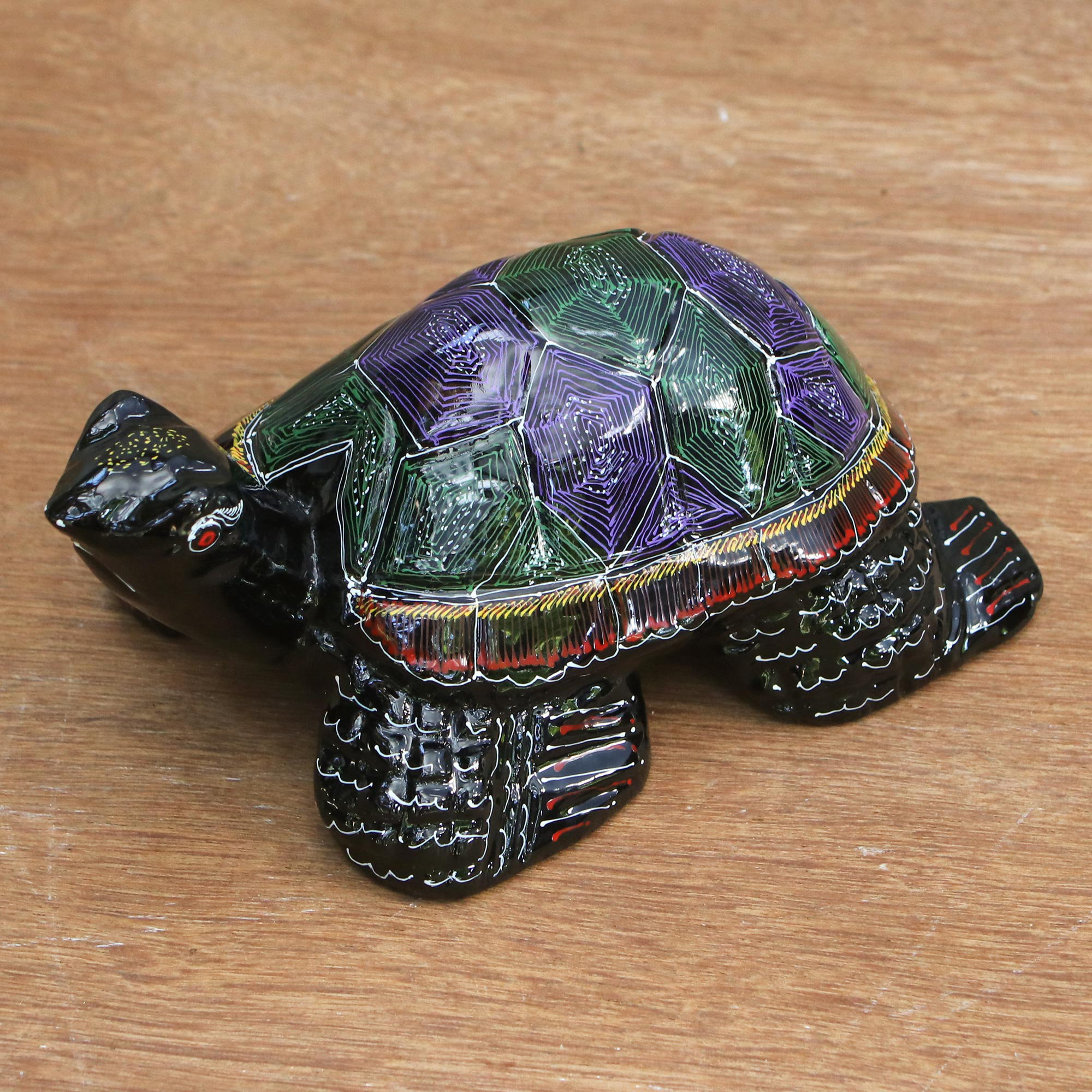 World Menagerie Whitewell Longevity Turtle Lacquered Mango Wood ...