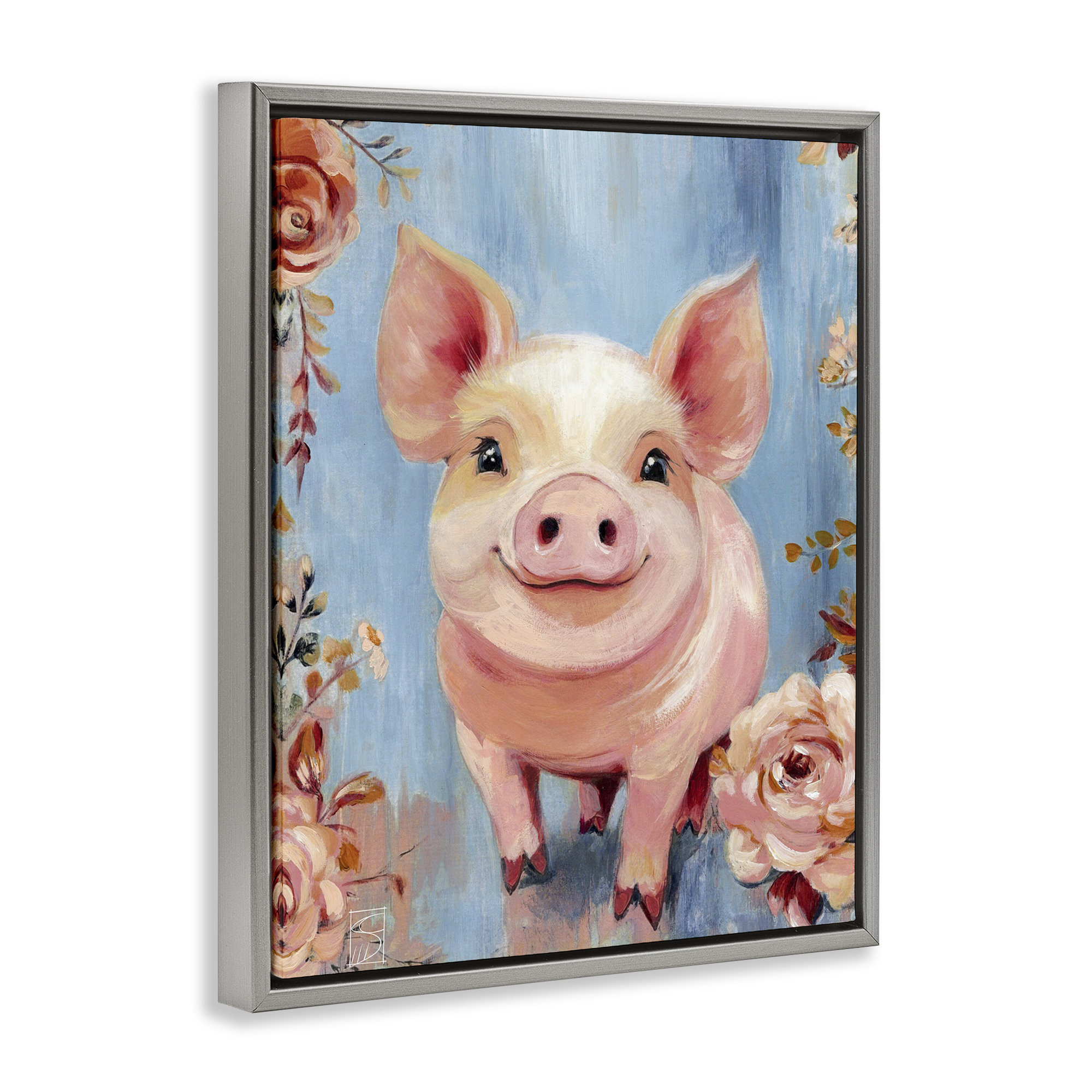 Ophelia & Co. Smiling Pig & Flowers Floating Frame, design by Sara ...
