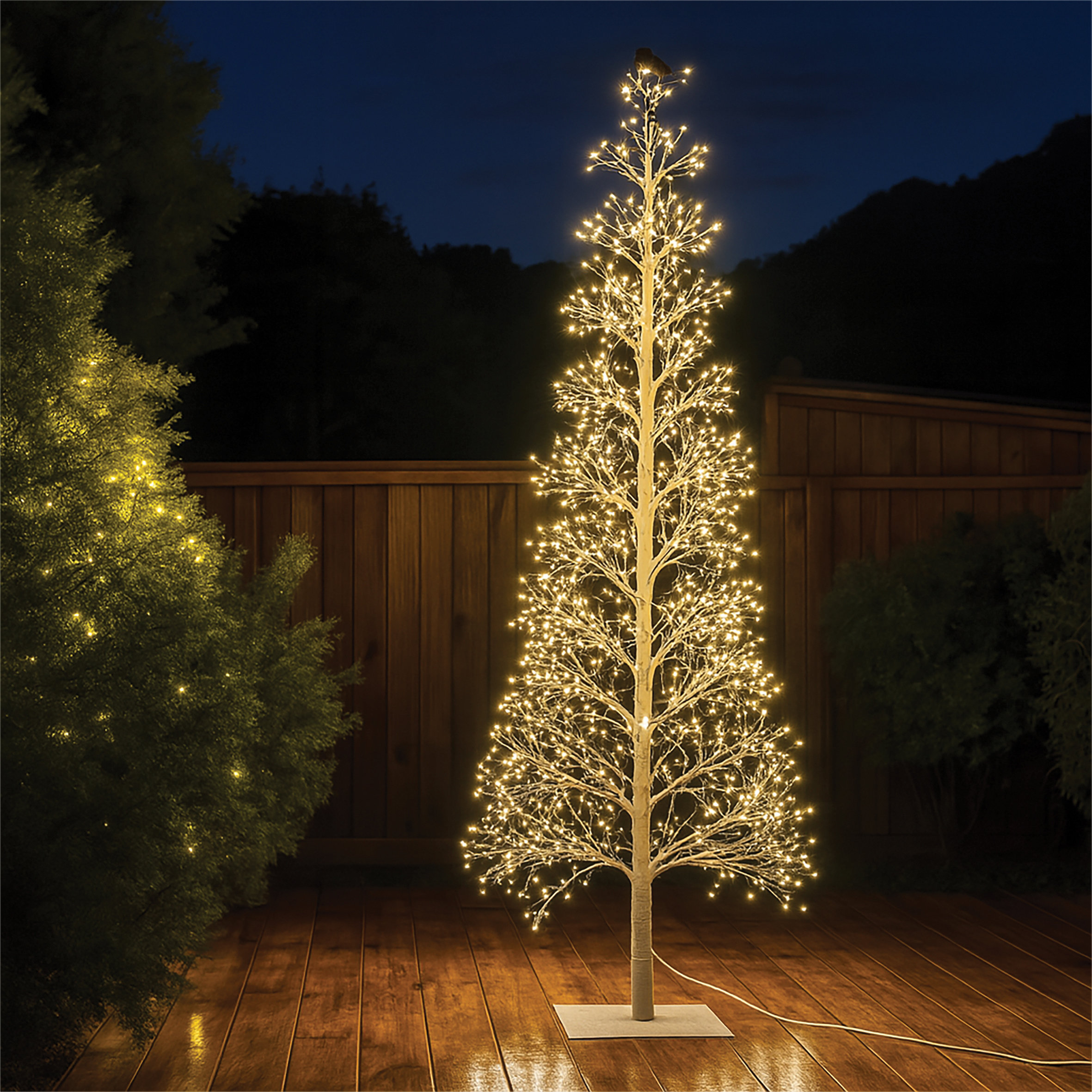 Ivy Bronx 150cm White Wire Tree 2000ww Micro led Christmas Tree ...