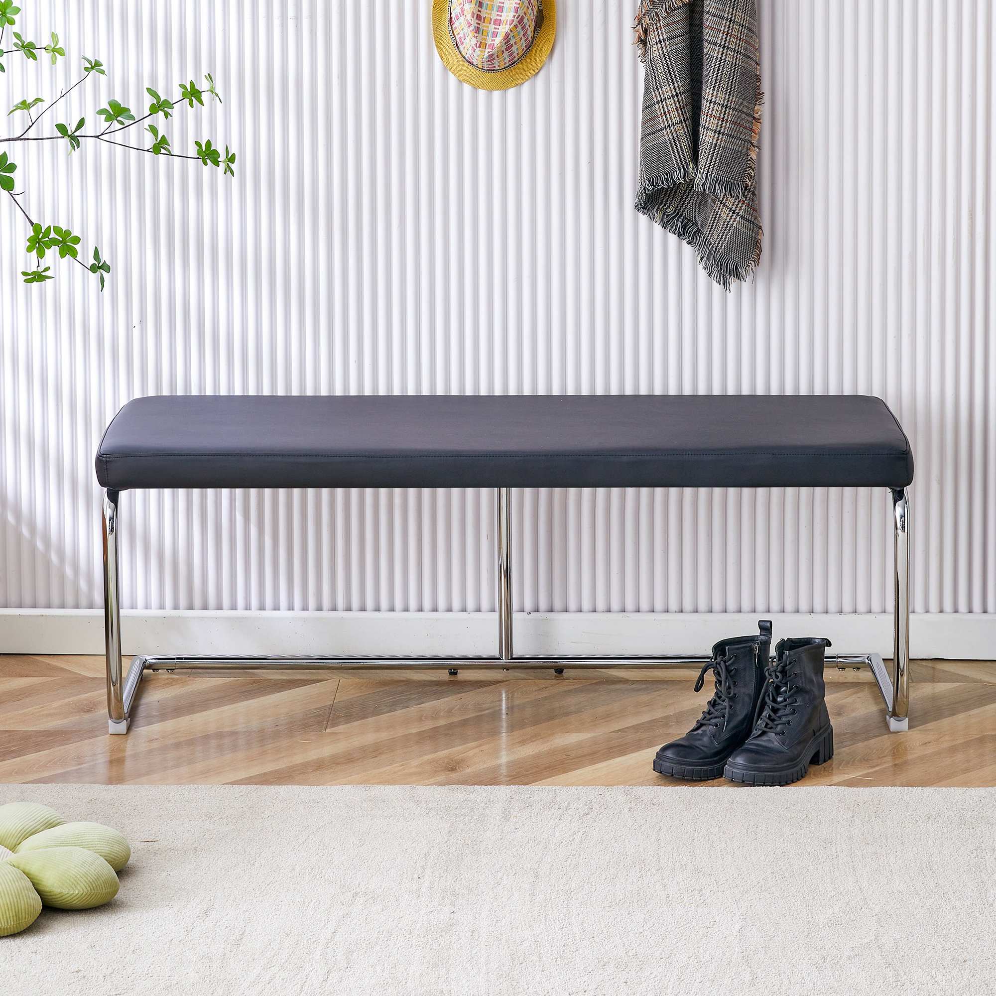 Wrought Studio™ Black Shoe - Changing Bench With Silver Metal Legs ...