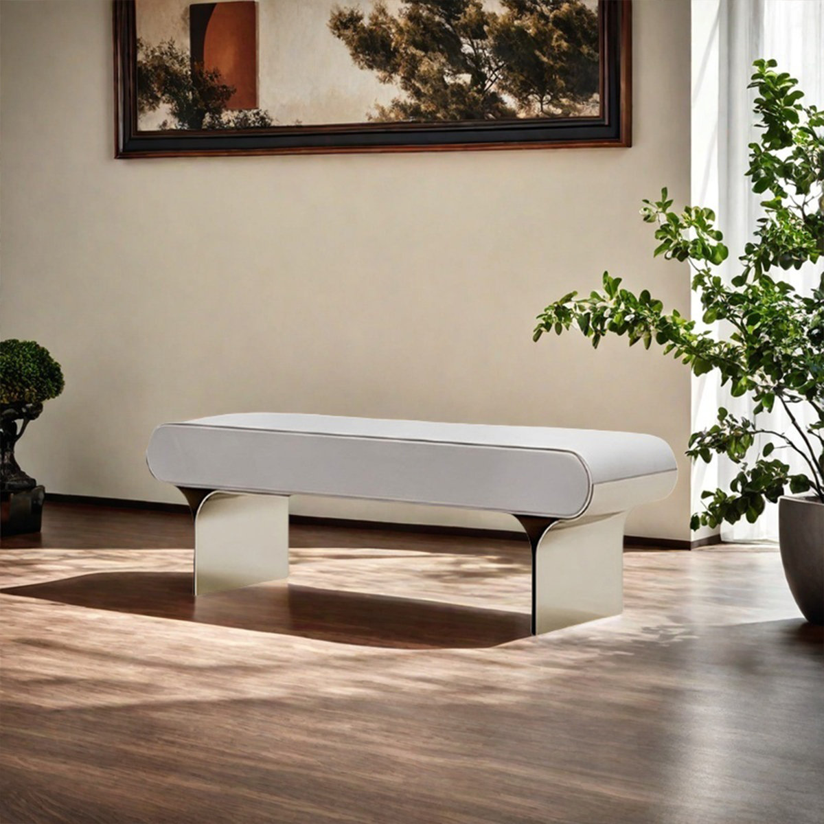 Zhang's SereneLodge Minimal stainless steel bench resting stool | Wayfair