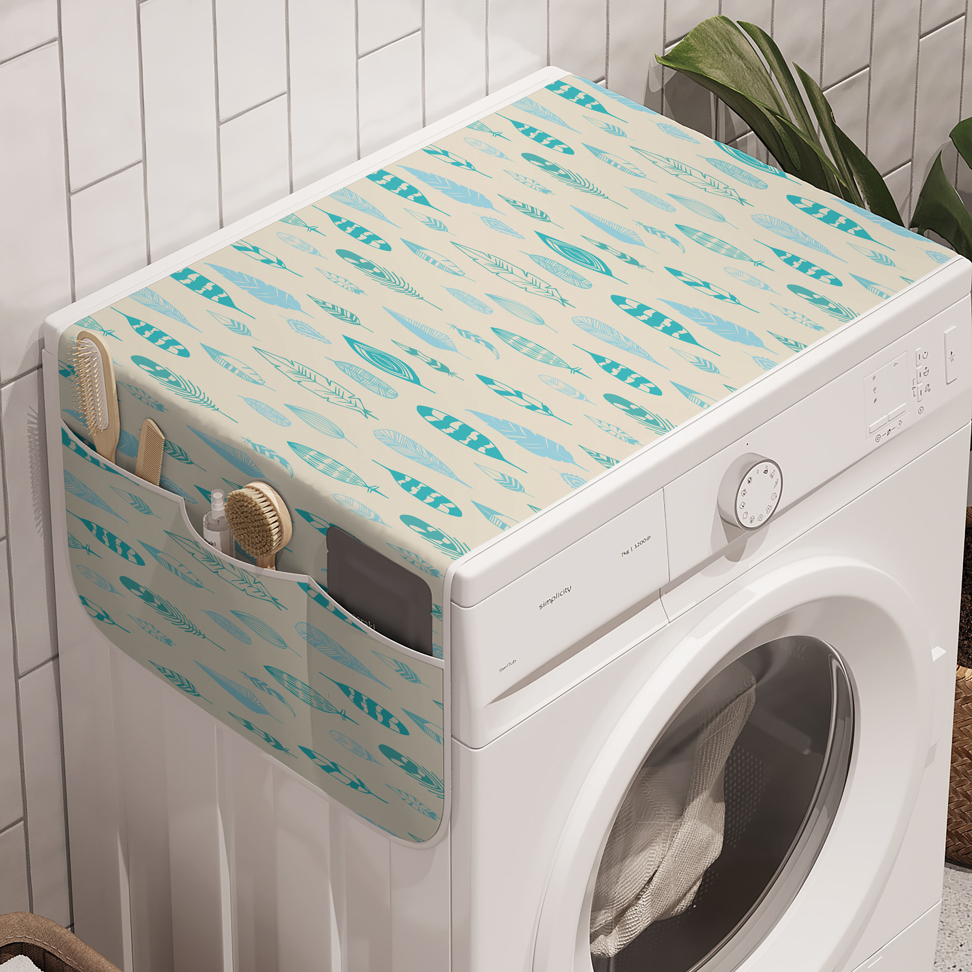 East Urban Home Feathers Washing Machine Organizer Pack of 2 47" x 18.5 ...