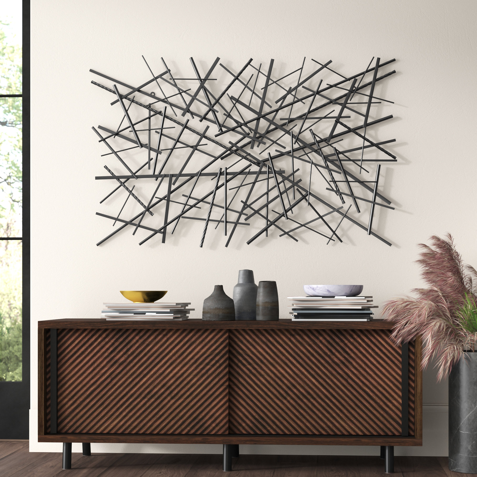 Mercury Row® Metal Overlapping Lines Geometric Home Wall Decor ...