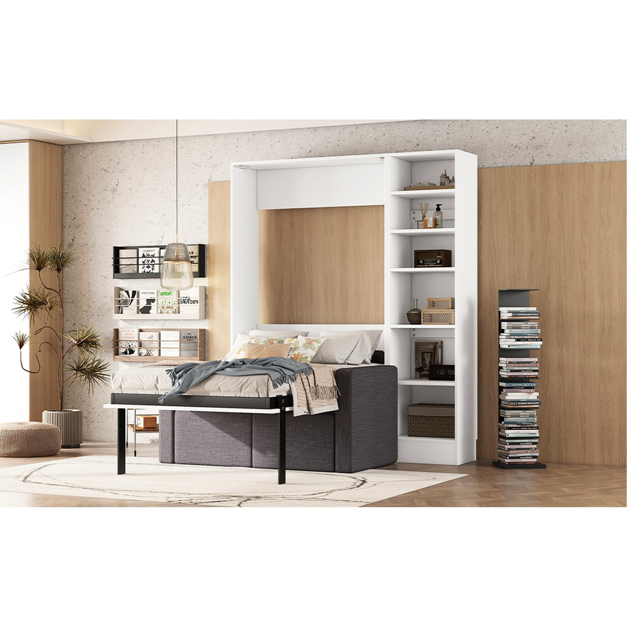 Everly Quinn Bed Full Size With And Shelves - White, Simple Yet Chic ...