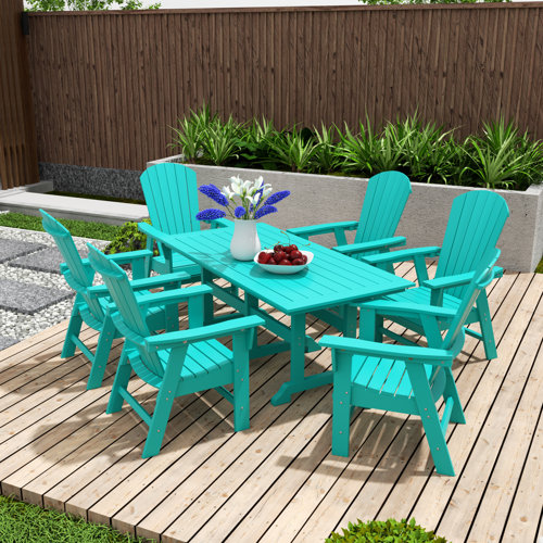 Beachcrest Home Arnone 7-Piece Outdoor All Weather Poly Dining Set ...
