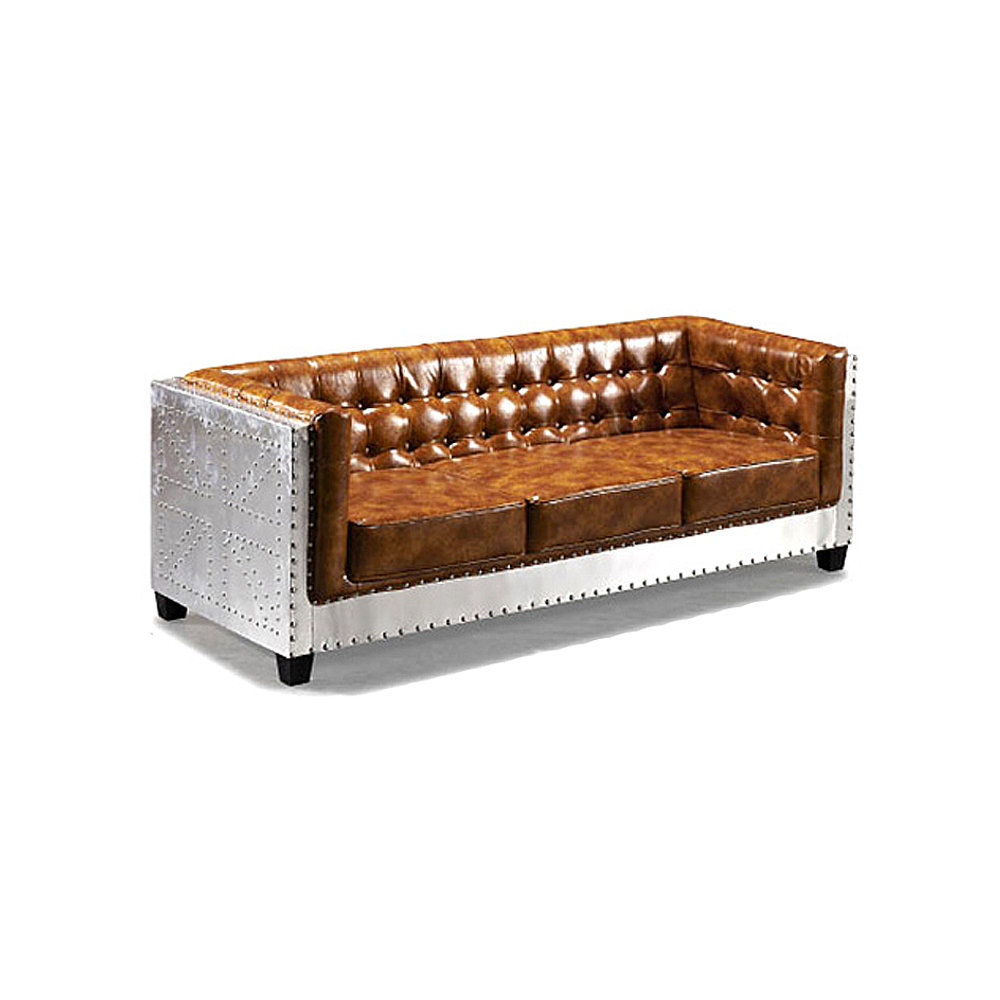 Jes Design Vintage Casual Aluminum Skin Rivet Sofa 80.71'' Sofa | Wayfair